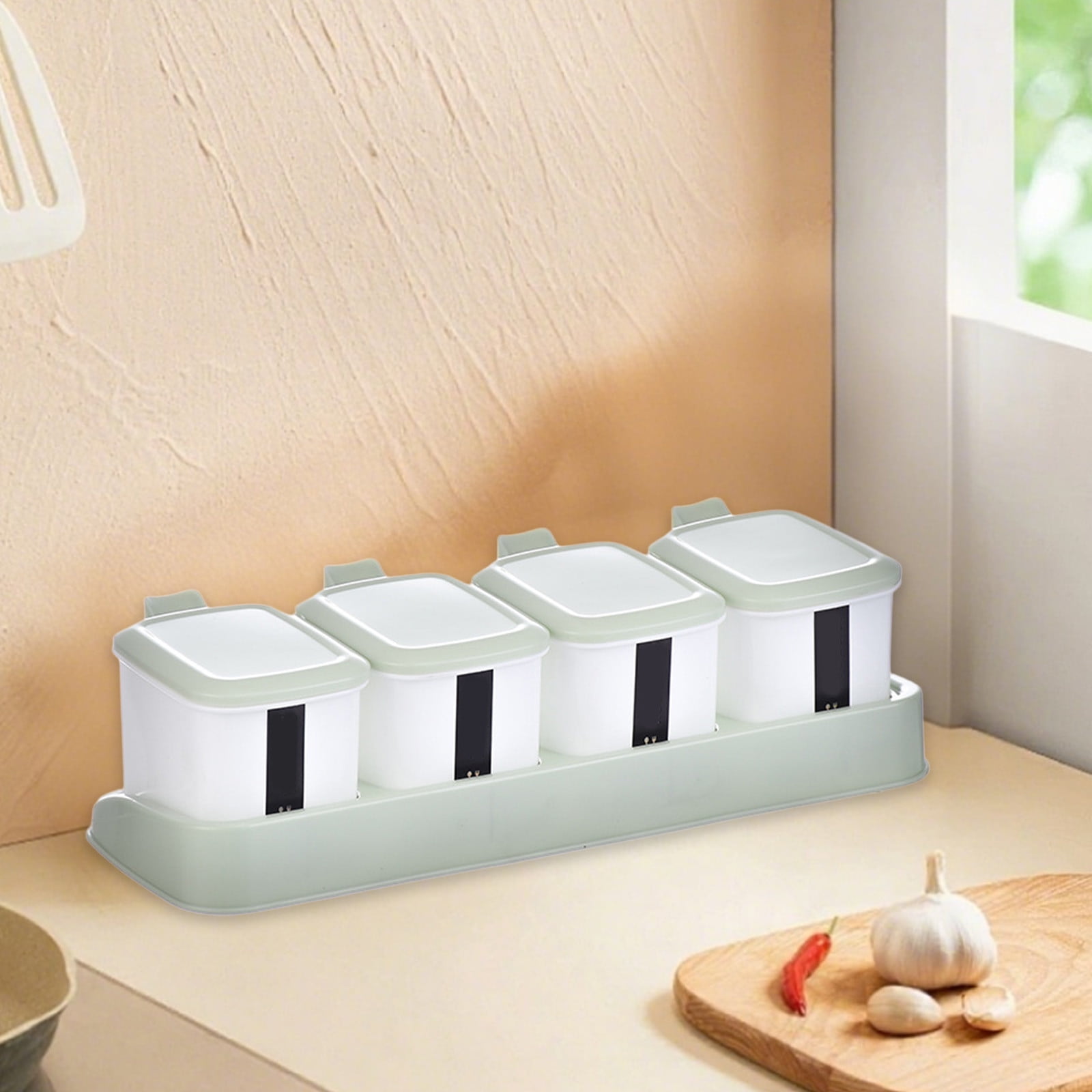 Qiweii Seasoning Jar Set Press Type Seasoning Box Easy 4 Compartments Seasoning Box To Put ...