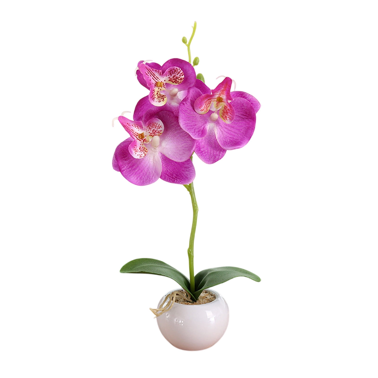 Qiweii Small Round Pot Artificial Phalaenopsis Bonsai，Faux Floral ...