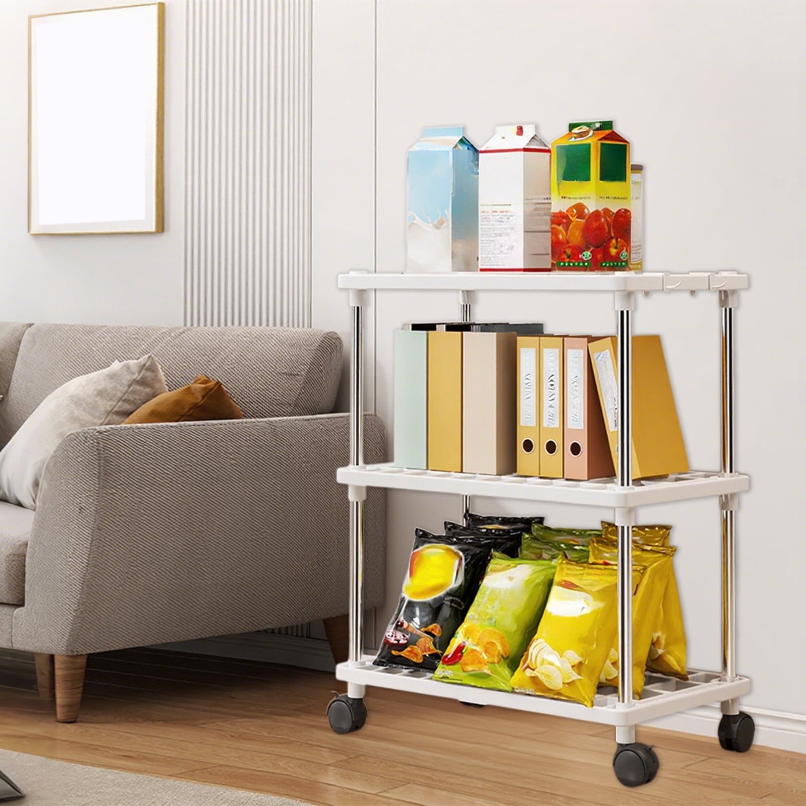 Qiweii Storage Shelves With Wheels Independent Shelving Unit Pantry ...