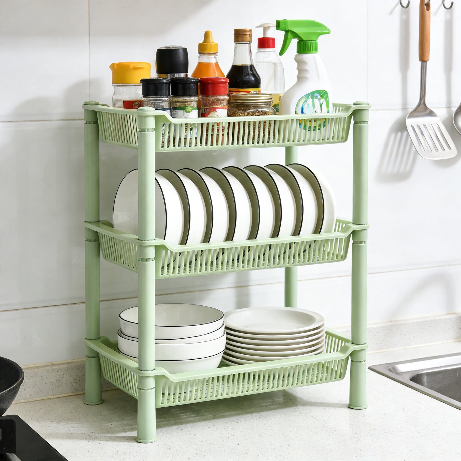Qiweii Three Tier Versatile Storage Shelf for Bathroom Kitchen，Multi ...