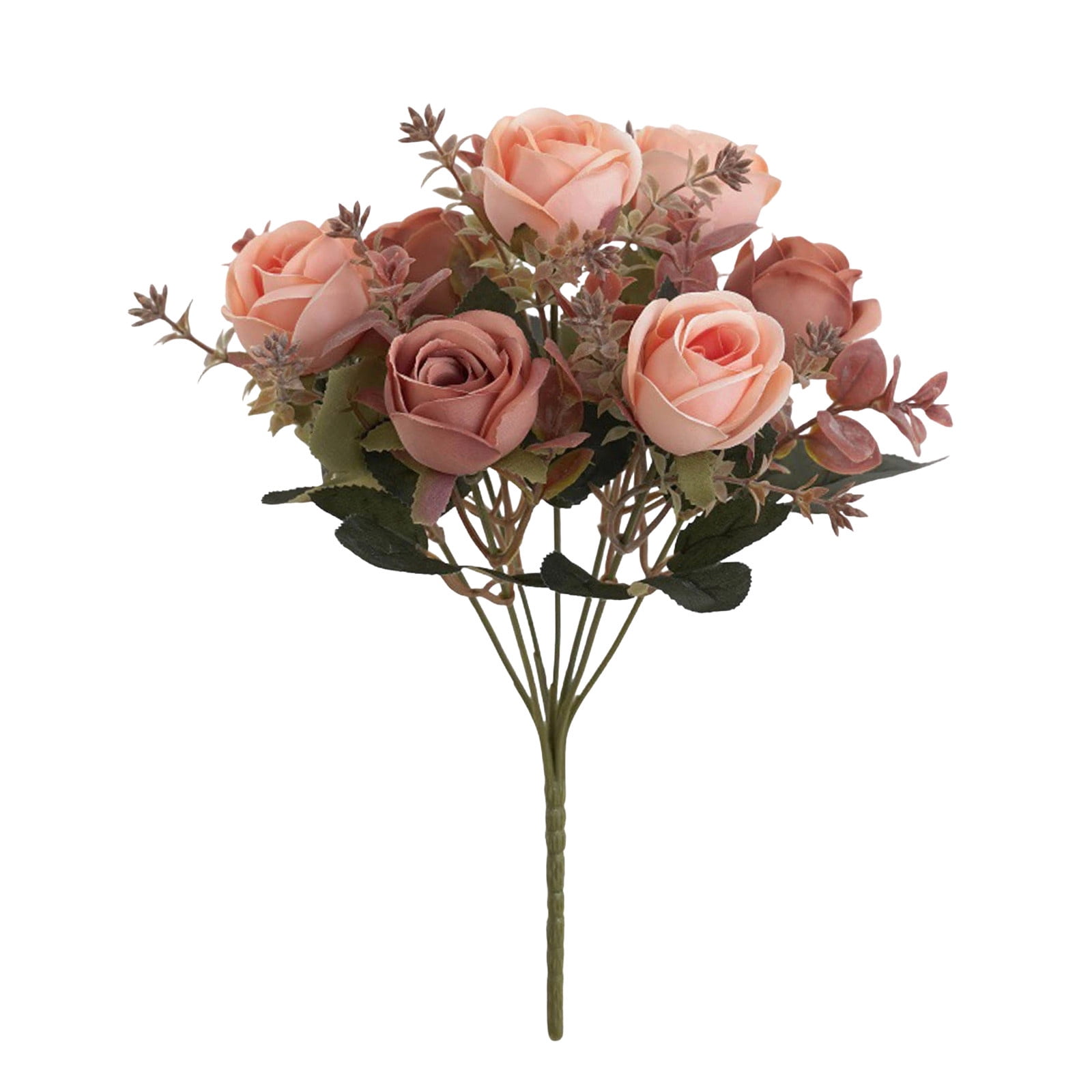 Qiweii Vintage Premium Artificial Pompon Rose Bouquet Wedding Living ...
