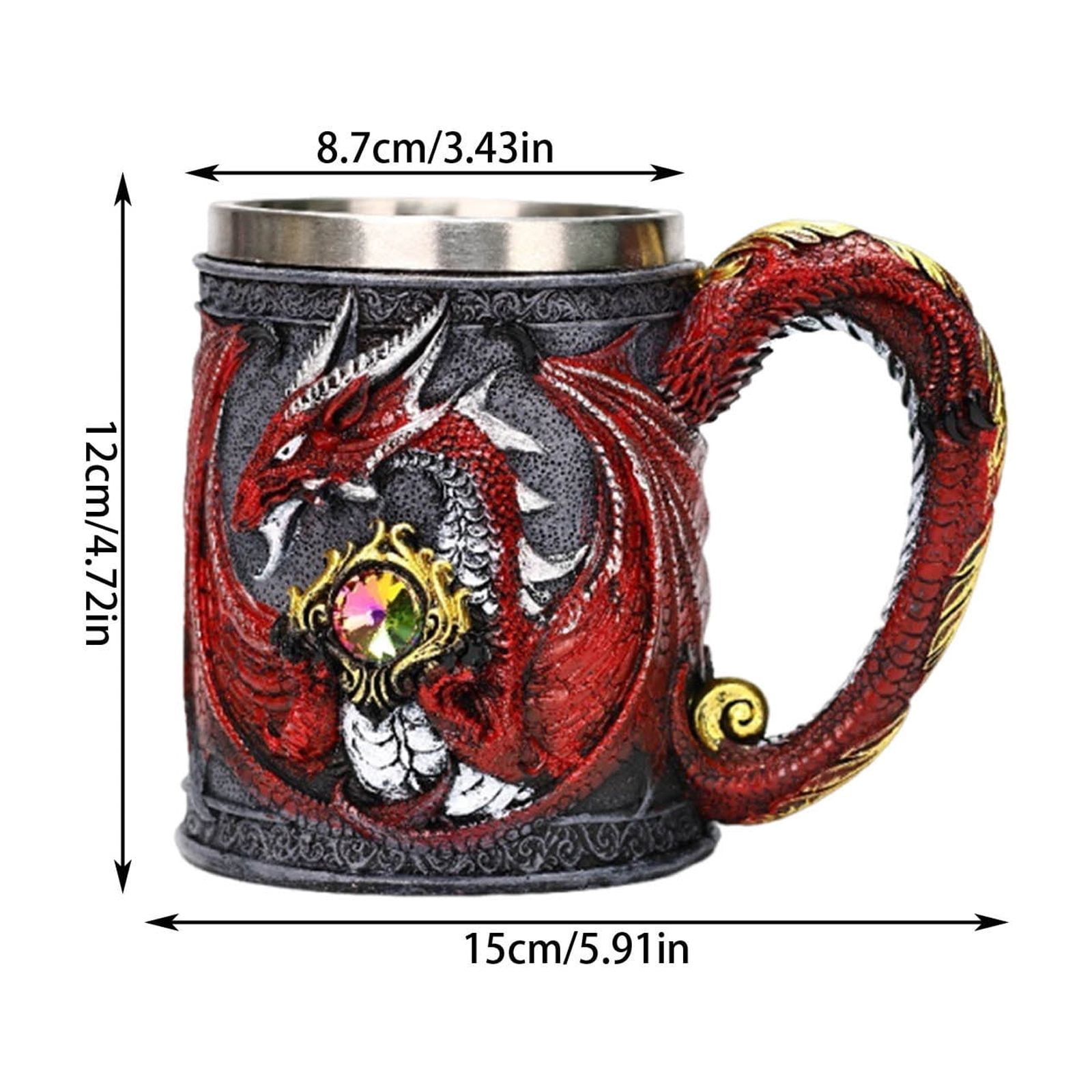 Qiweii Western Mythology Medieval Roaring Dragon Mug 3D Embossed Winged ...
