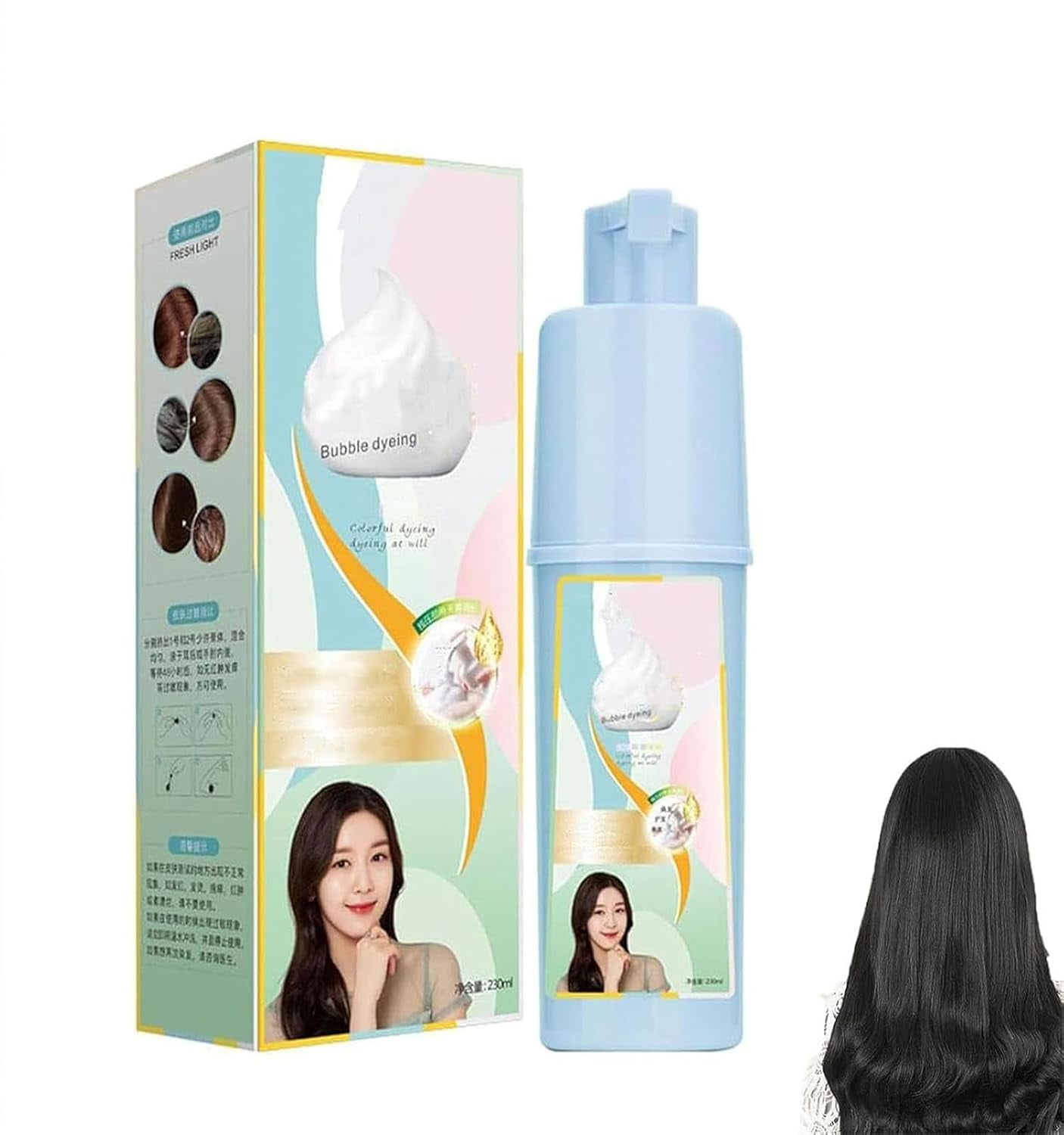 Qiweitang Hair Dye Shampoo, Korean Mild Bubble Plant Hair Dye Shampoo ...