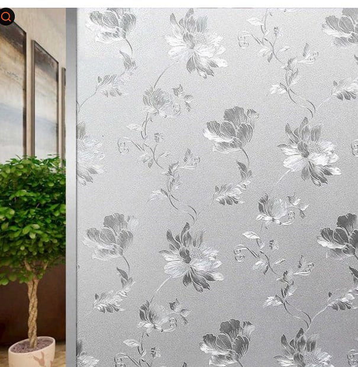 Qixi 3D Flowers Pattern Privacy Window Film Peel & Stick Static Cling ...
