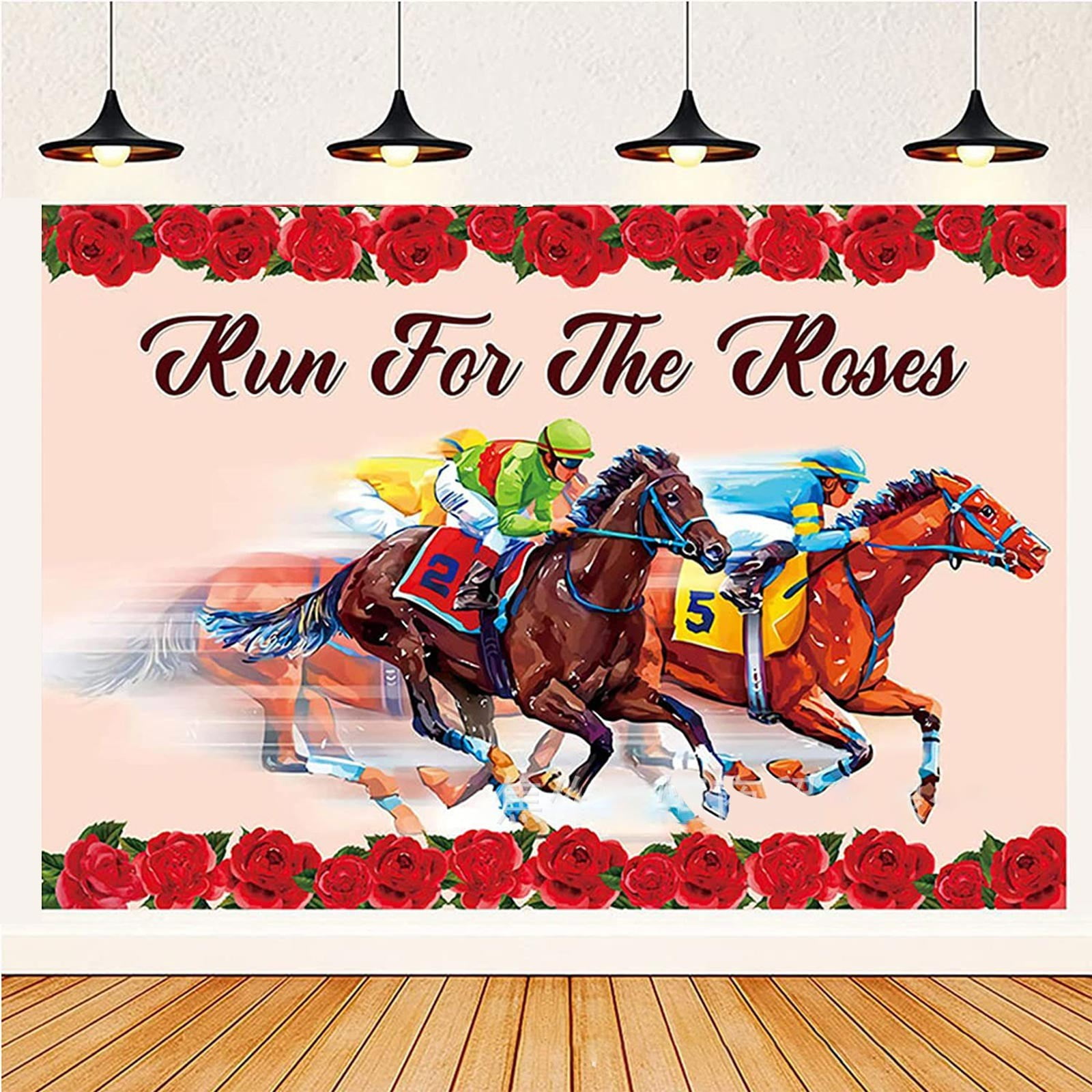 Qixi Kentucky Derby Themed Backdrop Fabric Horse Racing Festival Party ...