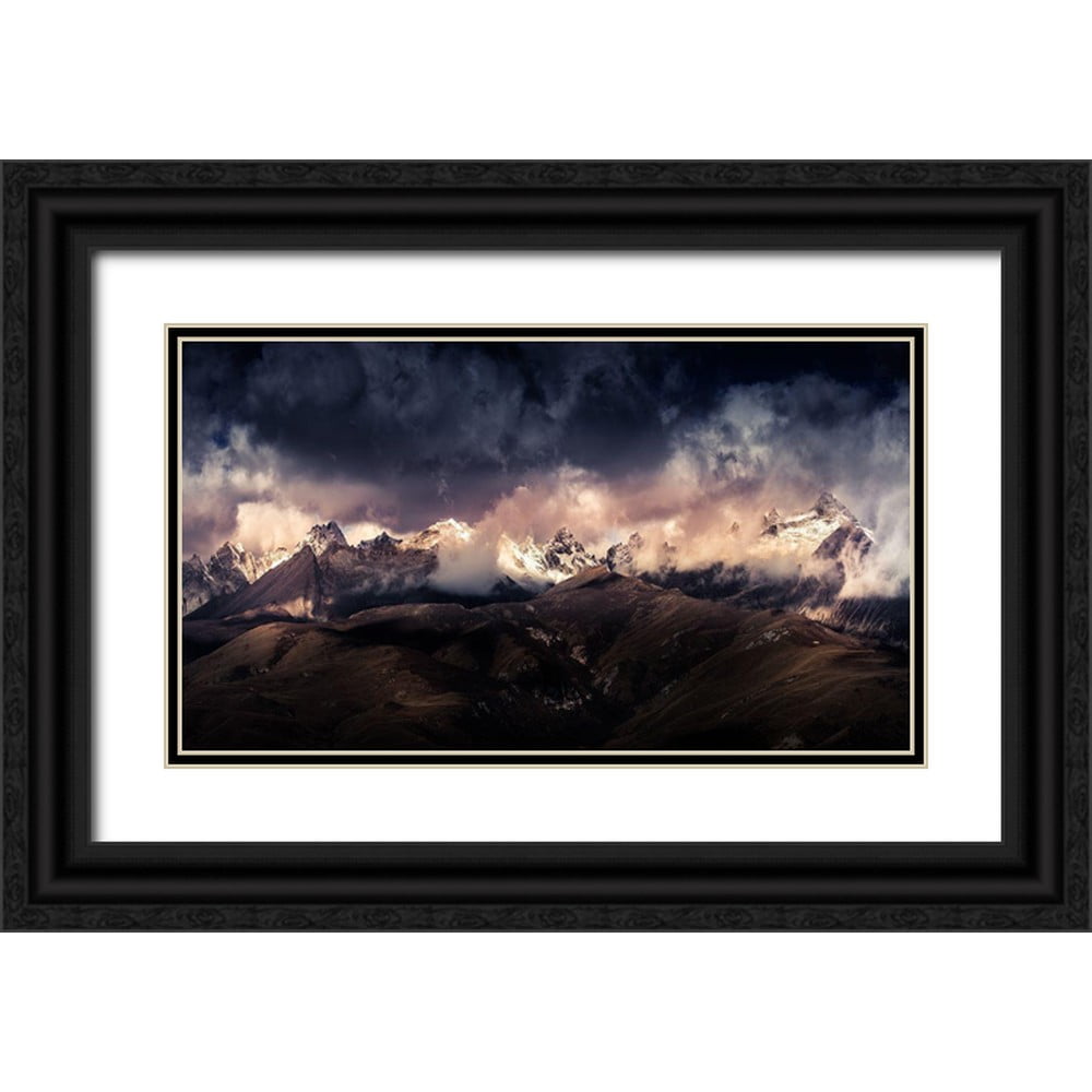 Qiye 18x12 Black Ornate Wood Framed with Double Matting Museum Art Print Titled - Tibet Snow ...