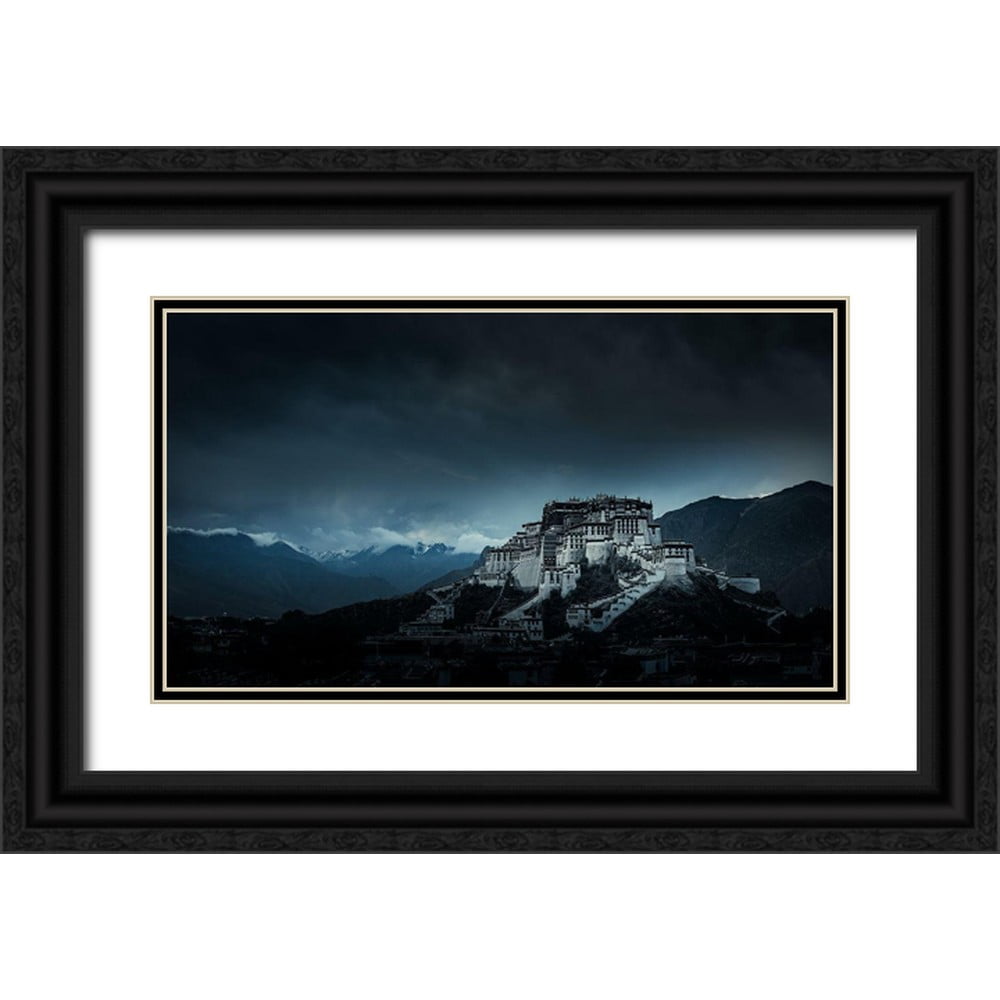 Qiye 24x15 Black Ornate Wood Framed with Double Matting Museum Art ...
