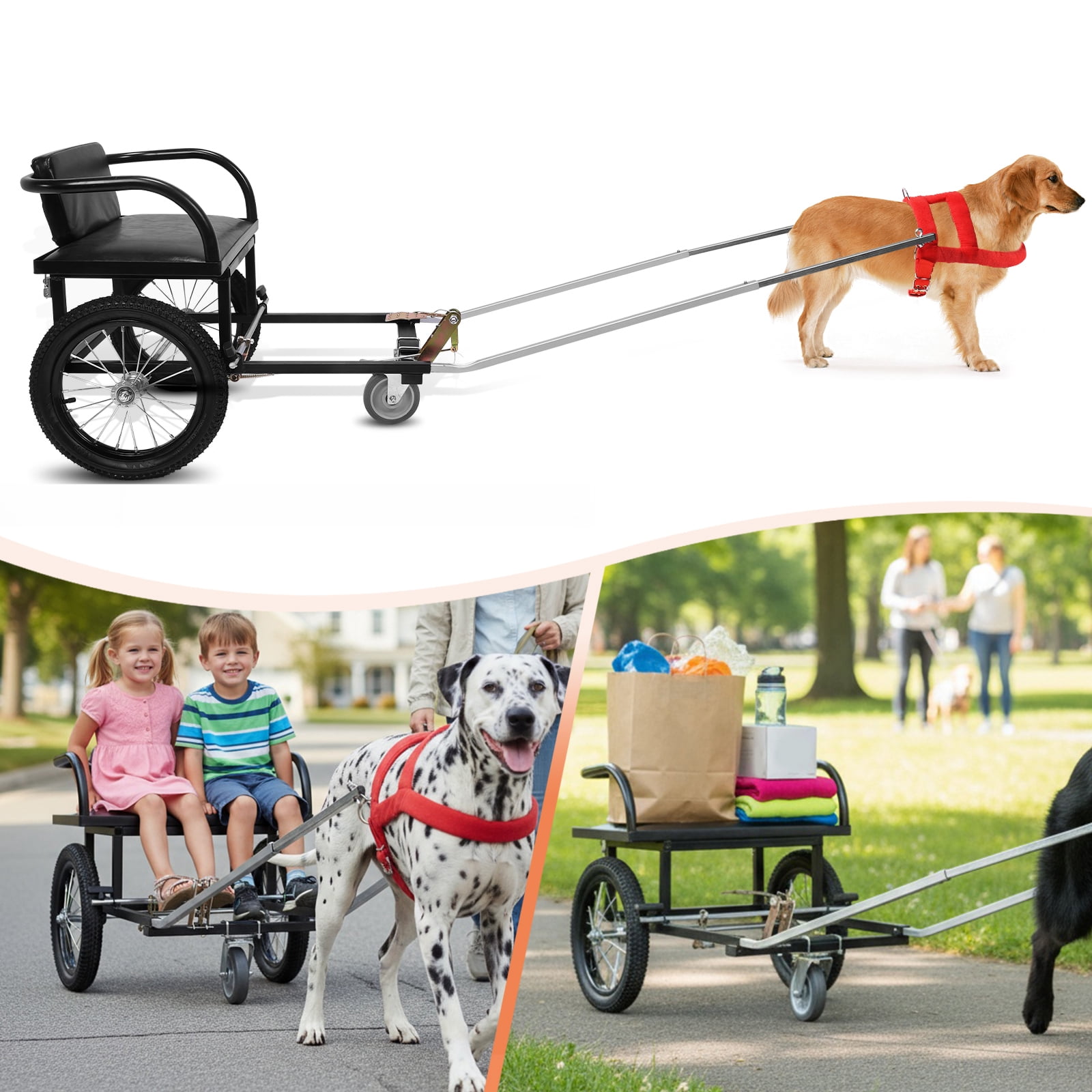 Qiyester Dogs Pull Carts Pet Trailer Metal Detachable Walking Stroller ...