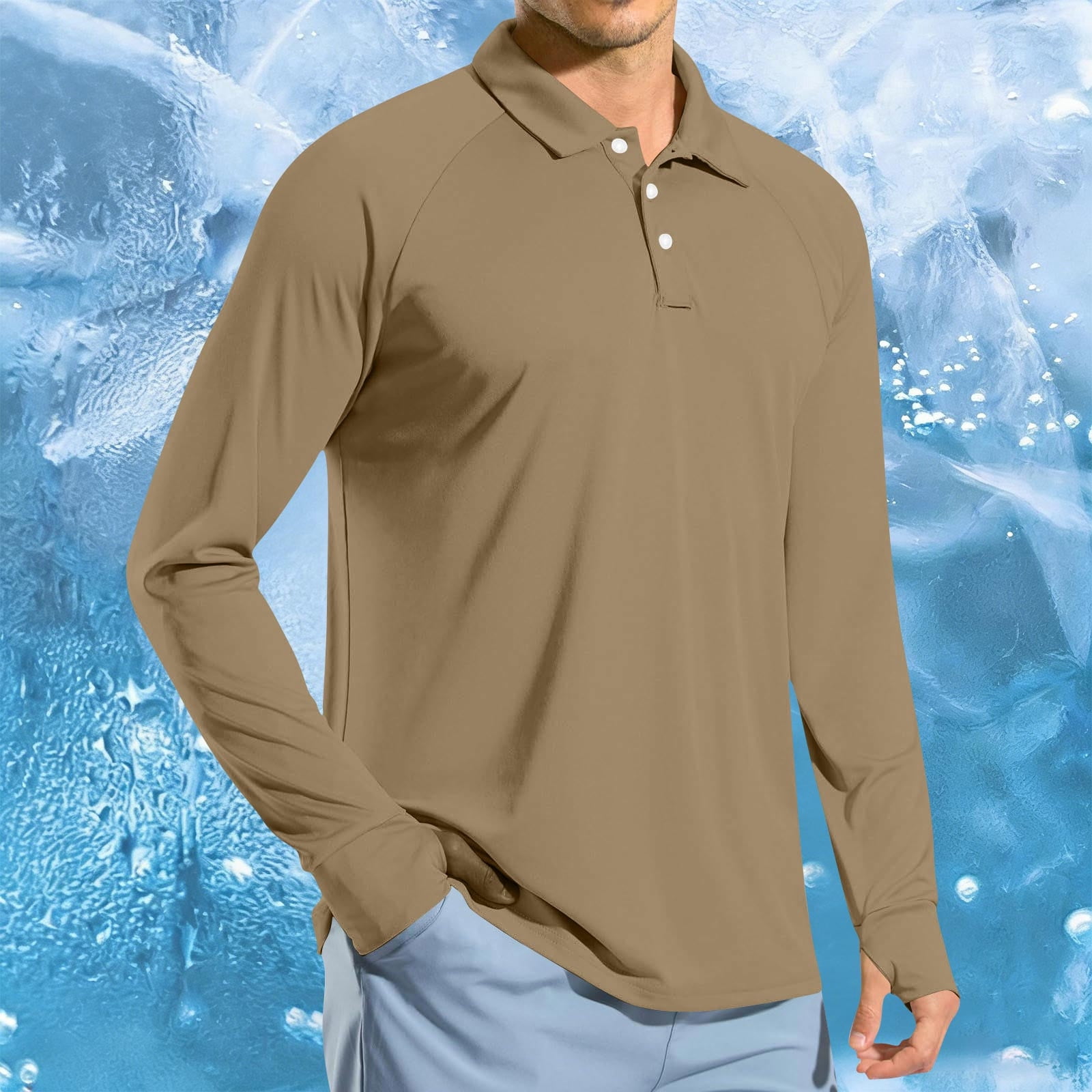 Qiyinn Men's Long Sleeve Golf Polo Shirt UPF 50+ Lightweight Sun ...