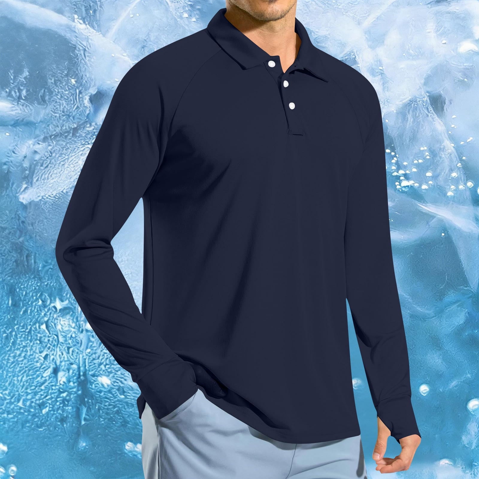 Qiyinn Men's Long Sleeve Golf Polo Shirt UPF 50+ Lightweight Sun ...