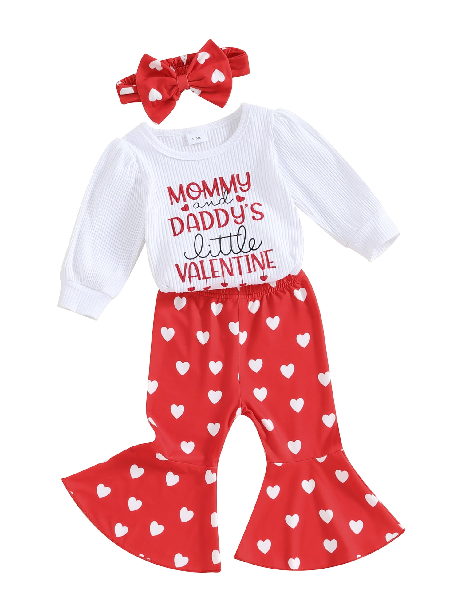 Qiylii Baby Toddler Girls Valentine's Day Outfits 0 3 6 12 18 Months Letter Print Long Sleeve ...