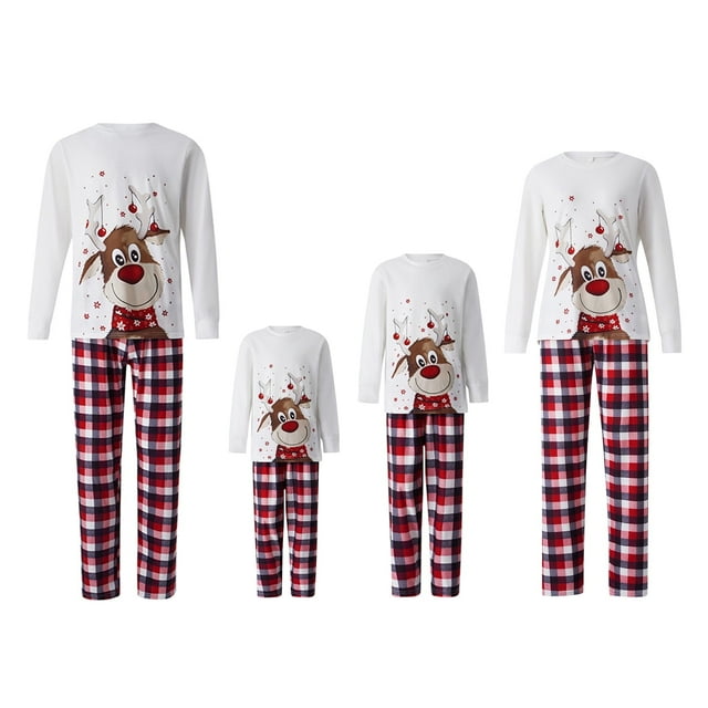 Qiylii Christmas Family Matching Pajamas Set, Parent-Child Reindeer ...