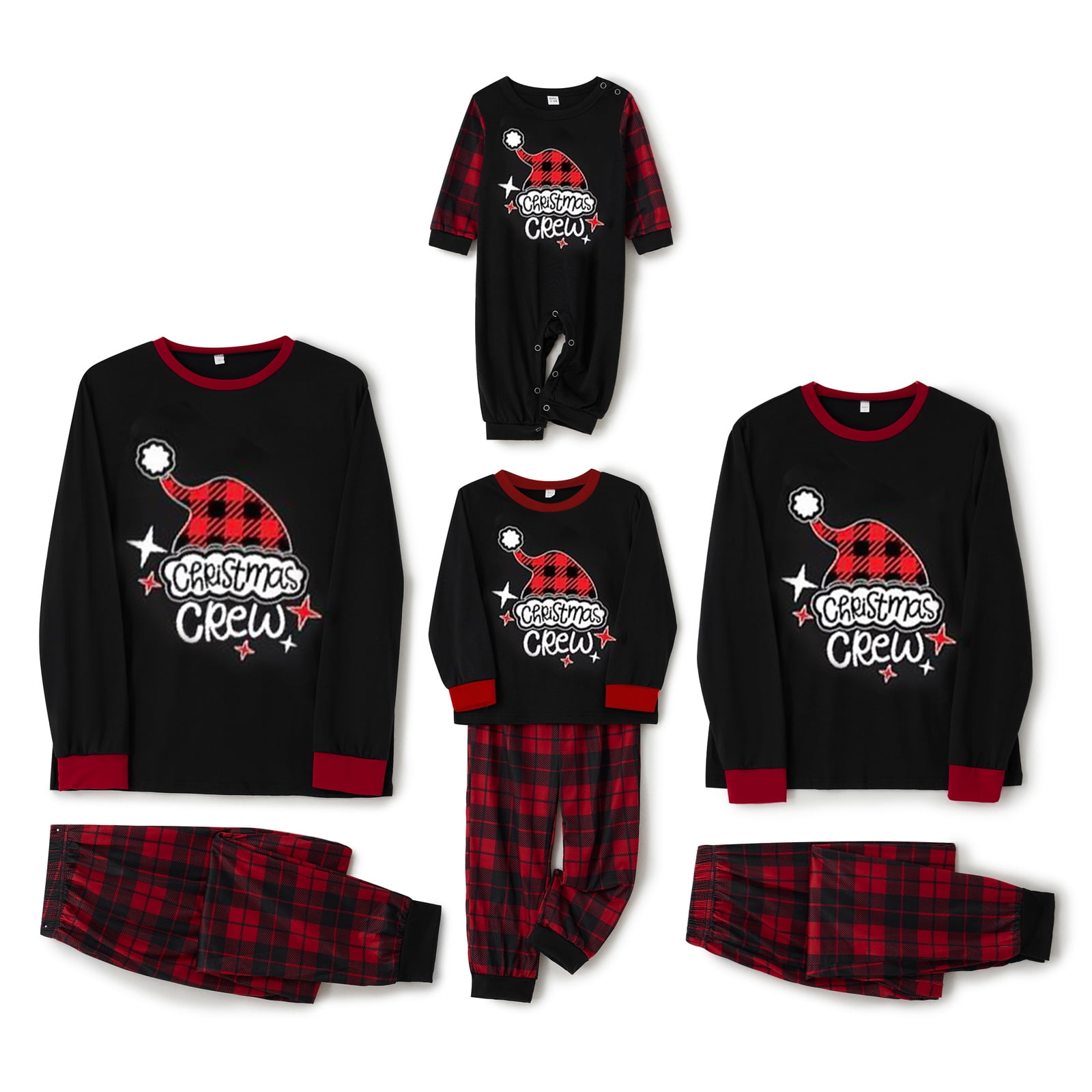 Qiylii Christmas Family Pajamas Matching Set, Letters Print Long Sleeve ...