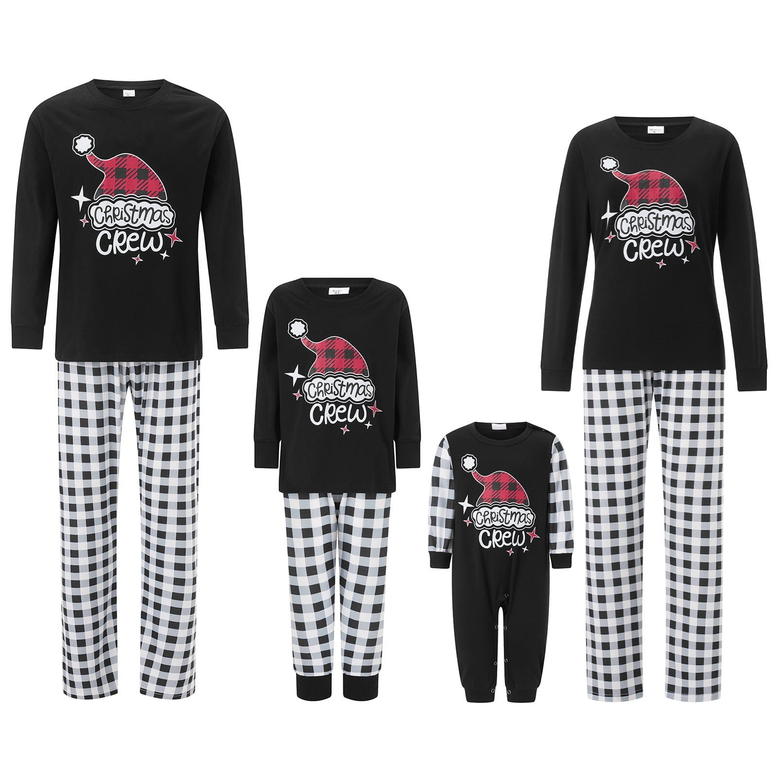 Qiylii Christmas Pajamas Set for Family Matching Long Sleeve Santa Hat ...
