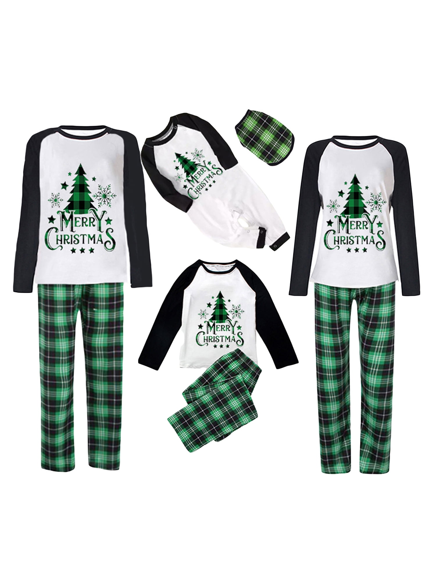 Qiylii Family Matching Christmas Pajamas Set Long Sleeve Sleepwear ...