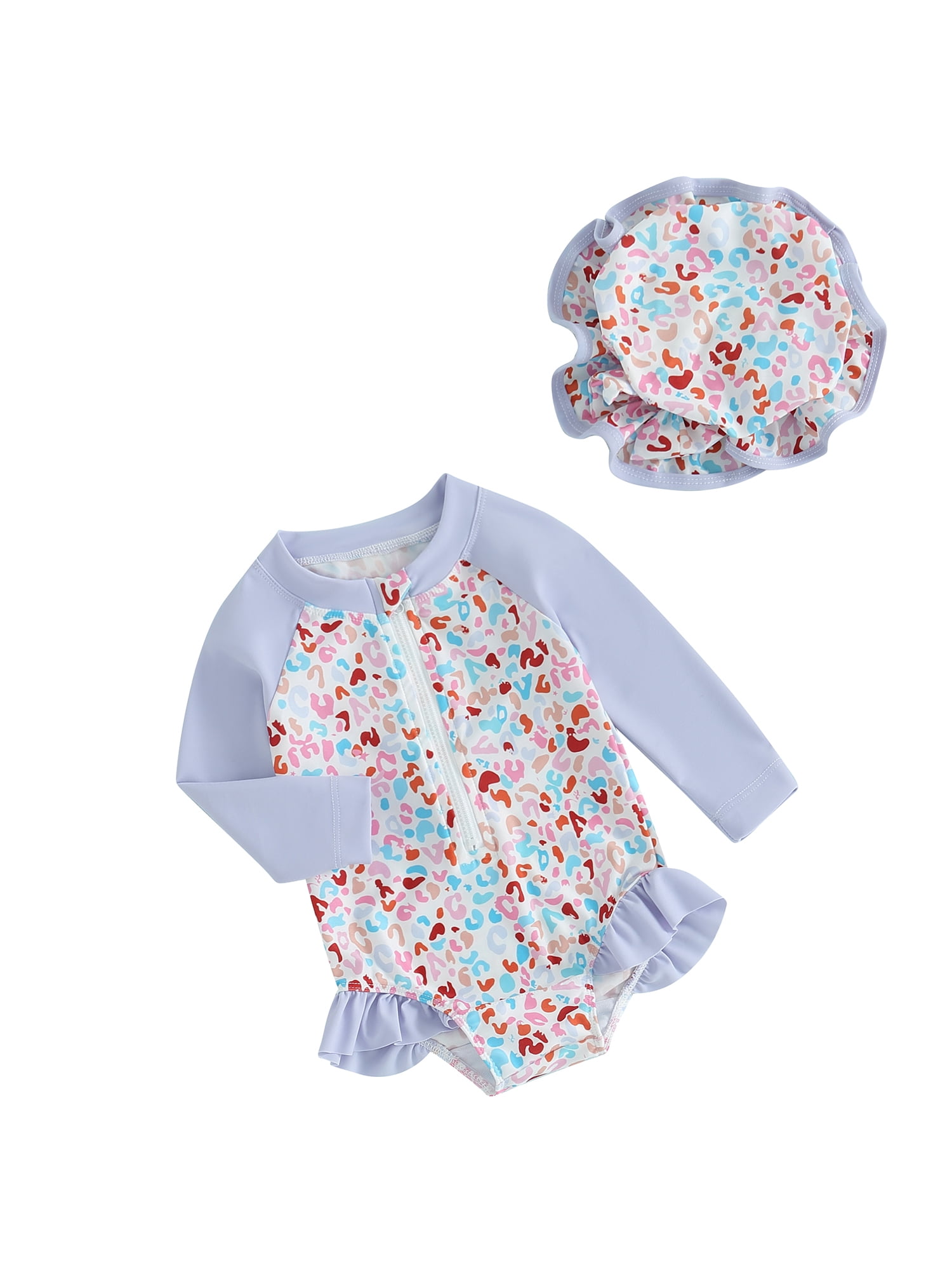 Qiylii Toddler Kids Girls Rash Guard Swimsuit 6 9 12 18 24 Months 2T 3T Long Sleeve Patchwork ...