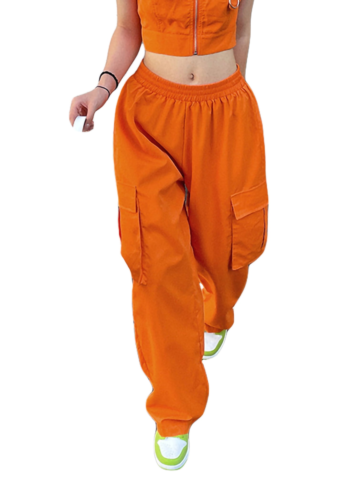 Qiylii Women Y2k Low Waist Baggy Cargo Pants Loose Straight Fit