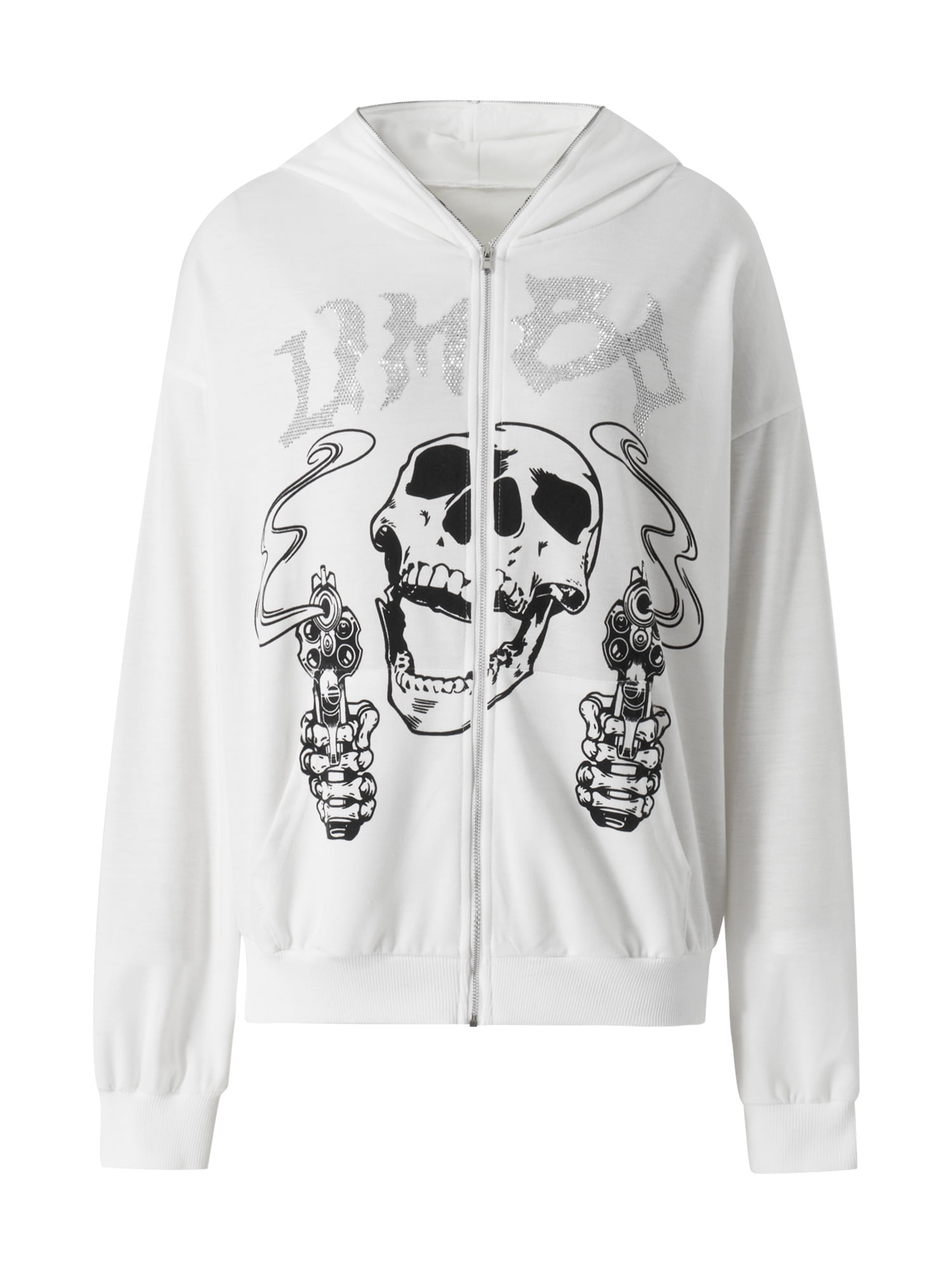 Qiylii Y2K Hoodie Full Zip Up Hoodie Over Face Women Men Skeleton Skull Print Goth Hoodie ...