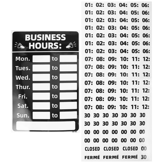 WRITWAA 1Set PVC Business Hours Sign Sticker for Shop Store Window Easy ...