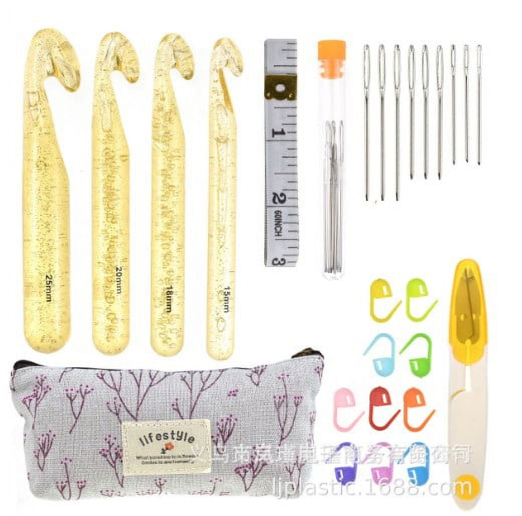 Qiysamall 1 Set Crochet Hook Kit Large Crochet Hook Stitch Markers ...