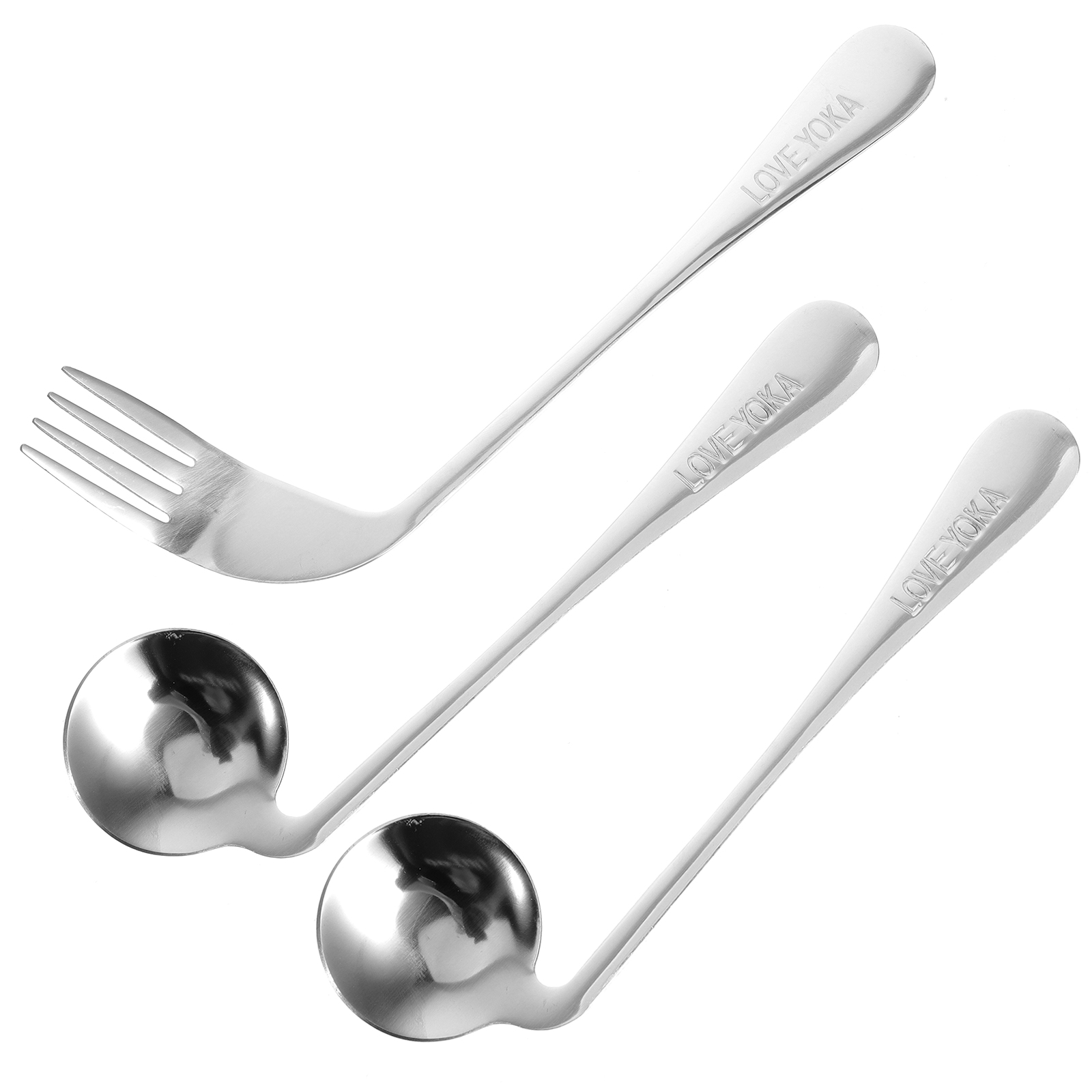 Qiysamall 1 Set of Angled Spoons Lightweight Curved Fork Eating Feeding ...