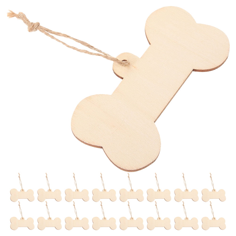 Qiysamall 1 Set of Unfinished Wooden Dog Bone Cutouts DIY Dog Bone ...
