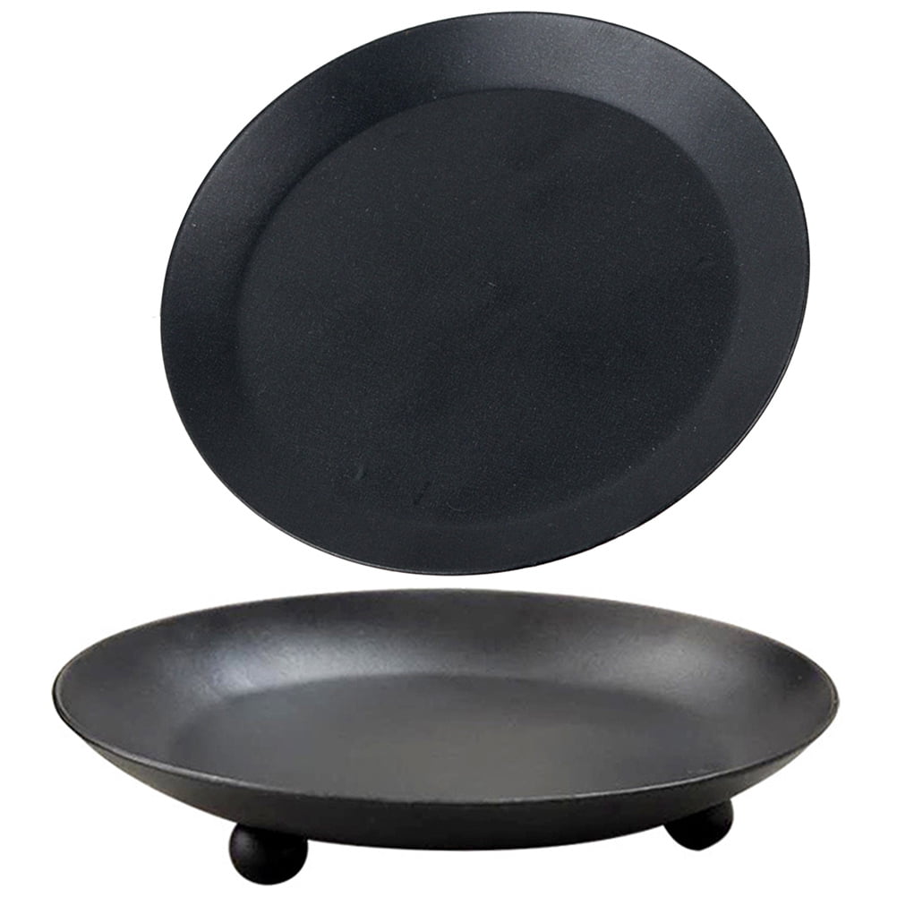 WRITWAA 2Pcs Compact Black Tabletop Candle Holders Stylish Candle Tray ...