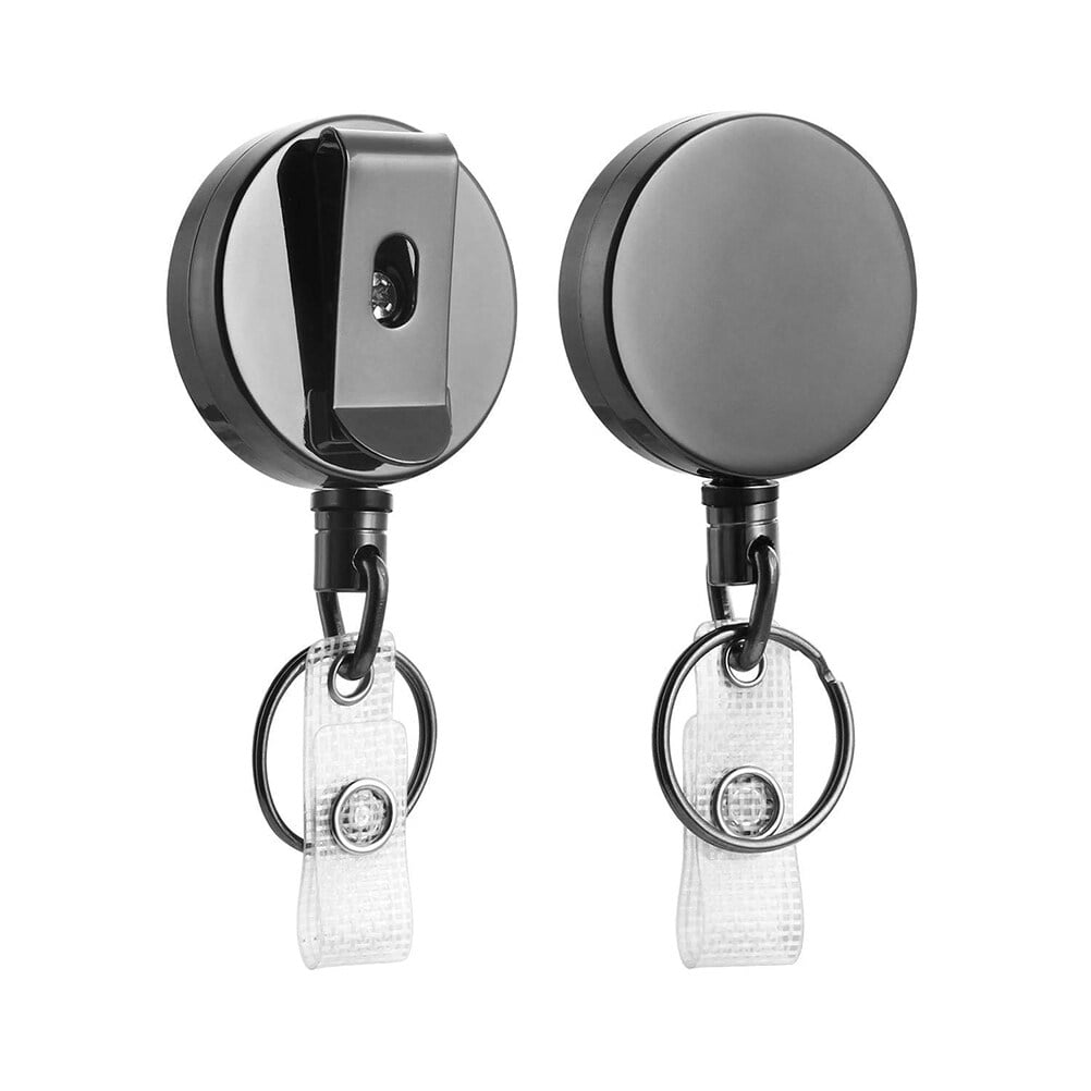 Qiysamall 2pcs Retractable Metal Badge Clips with PVC Straps for ID ...