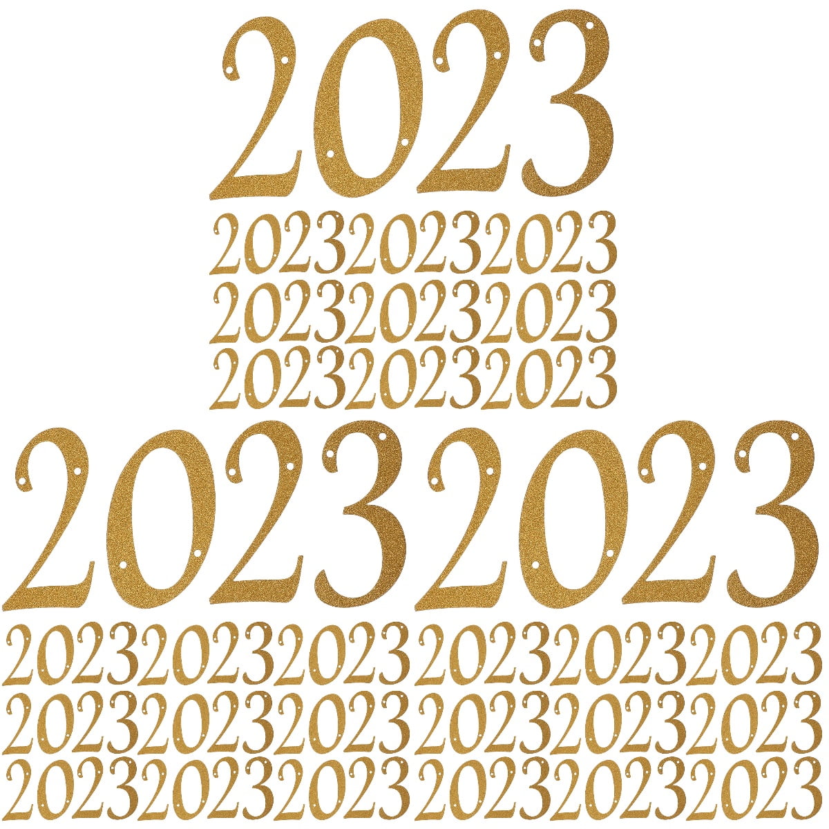 Qiysamall 30 Pcs Glitter 2023 Banner Decorative Spring Festive Banner Garland New Year Supplies ...