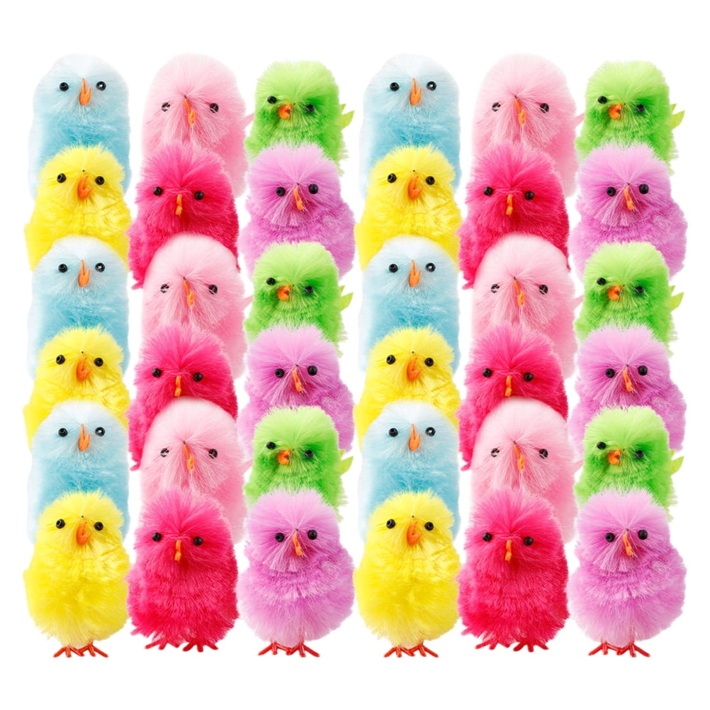 Qiysamall 36Pcs Chicken Plush Chicks Toys Colorful Decoration for Kids ...