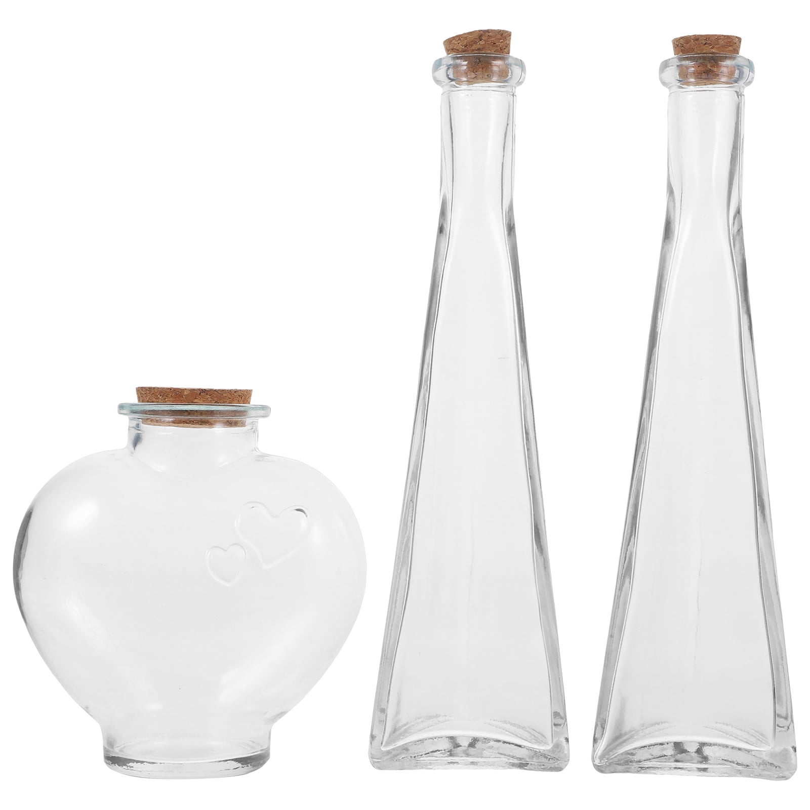 Qiysamall 3pcs Glass Heart Prismatic Shape Wishing Bottle Glass Drift ...