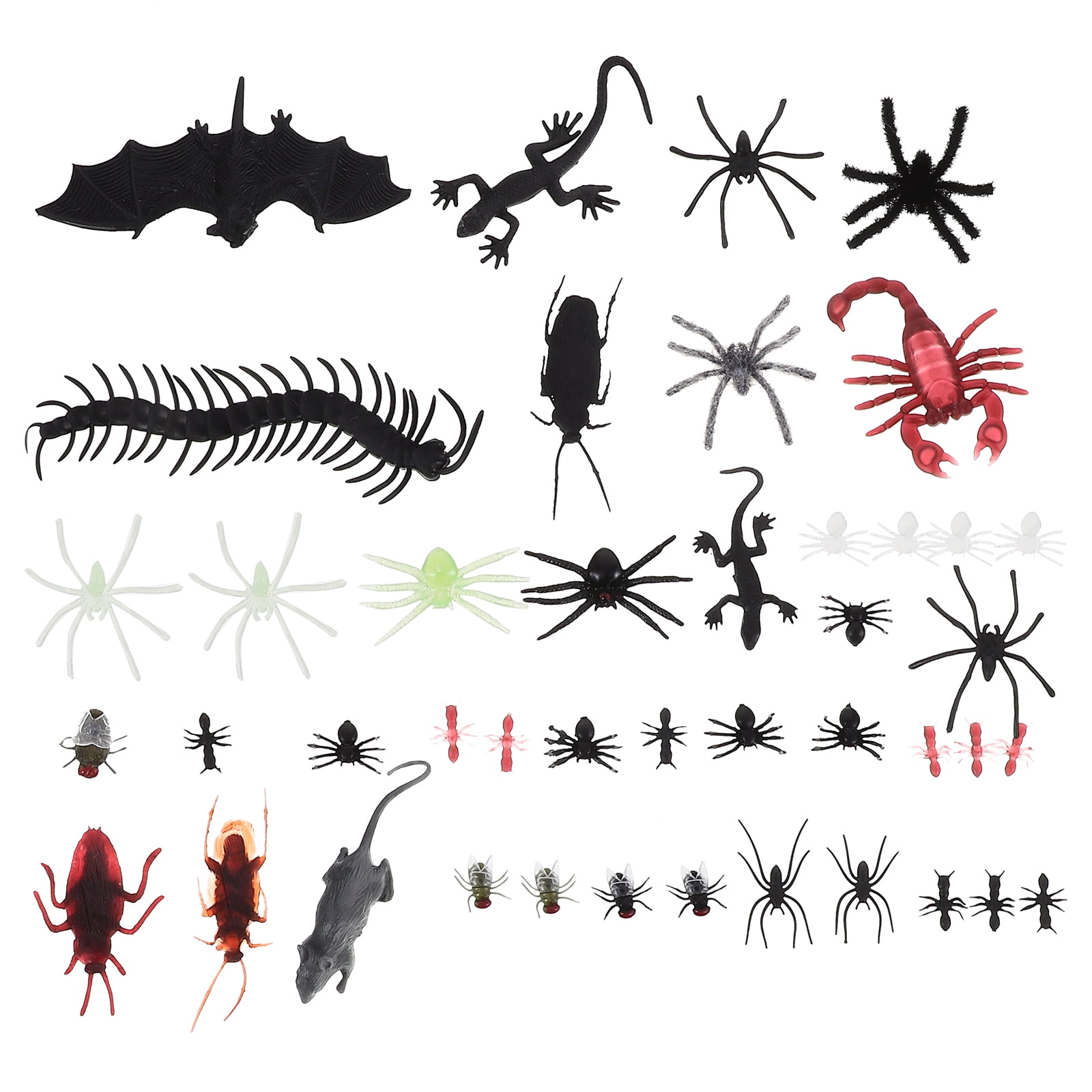 Qiysamall 44pcs Simulation Plastic Bugs Fake Spiders Scorpion Bat for ...