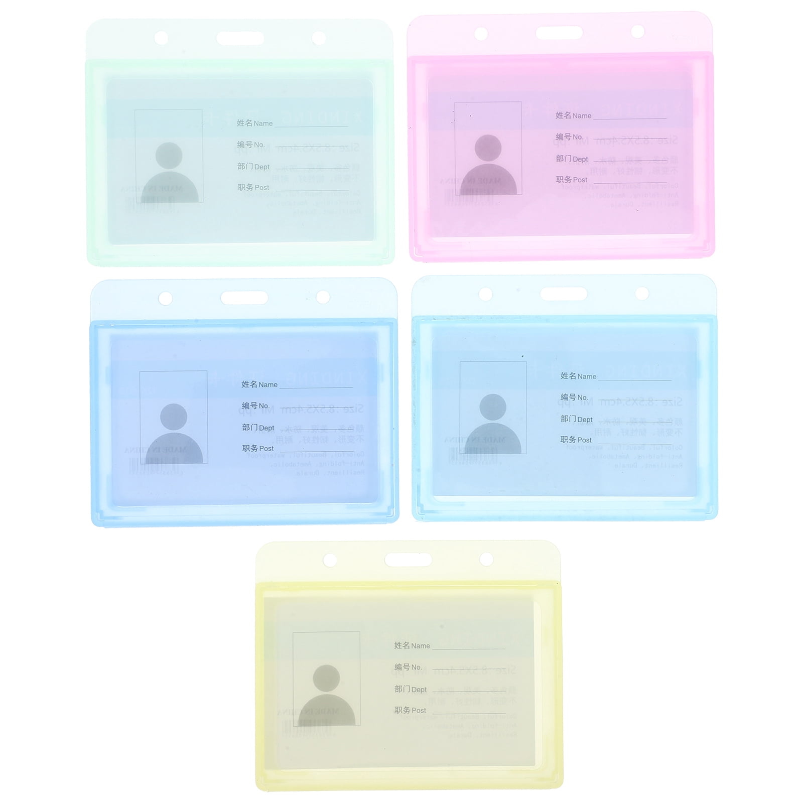 Qiysamall 5Pcs Horizontal ID Holder Frosted Color Hard Plastic Badges ...