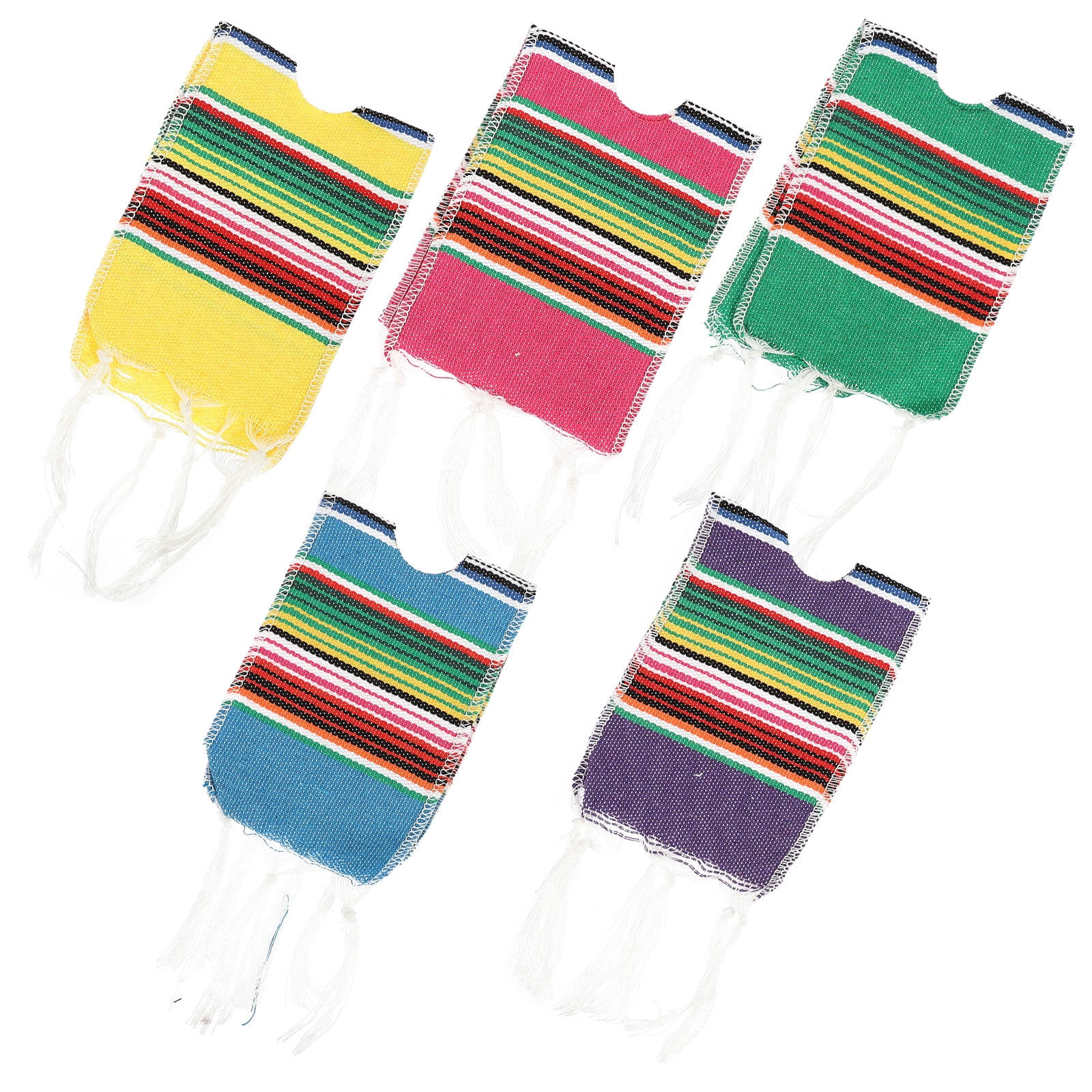Qiysamall 5pcs Beer Poncho Mexican Party Supplies Mini Serapes Cover ...