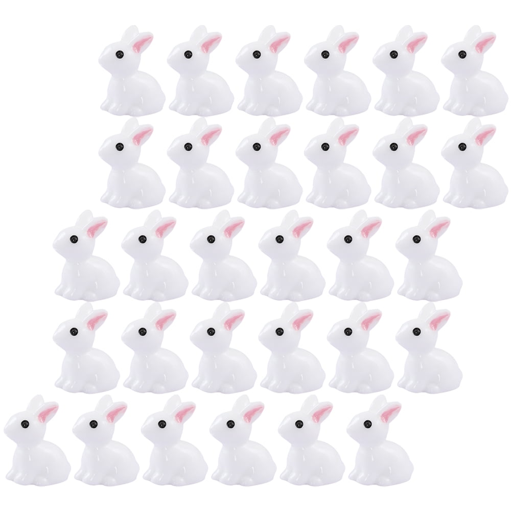 Qiysamall 60pcs Mini Bunny Figurines Miniature Resin Animals Moss Micro ...