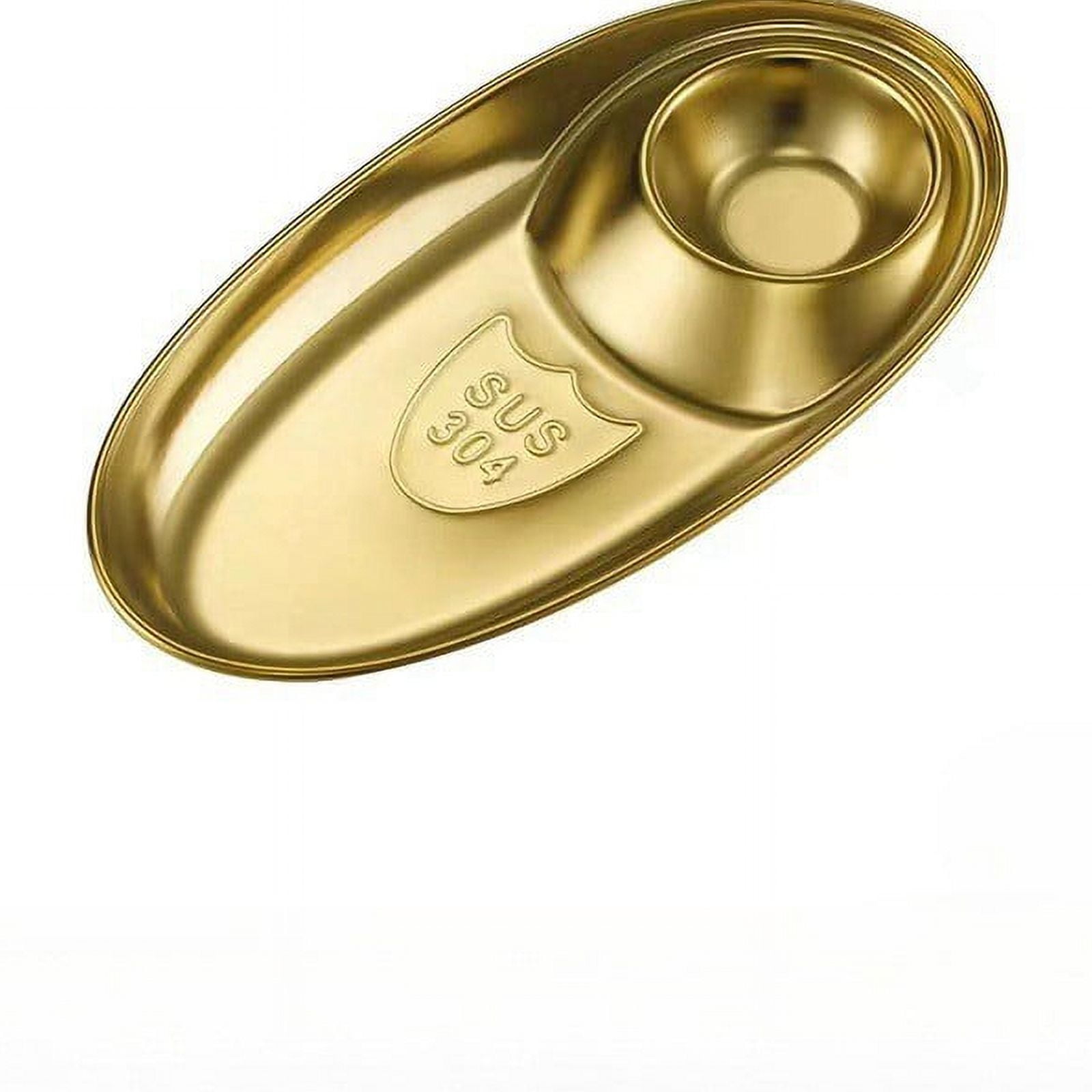 Qiysamall Chips Dip Plate Stainless Steel Divided Dip Bowl Slim Plate ...