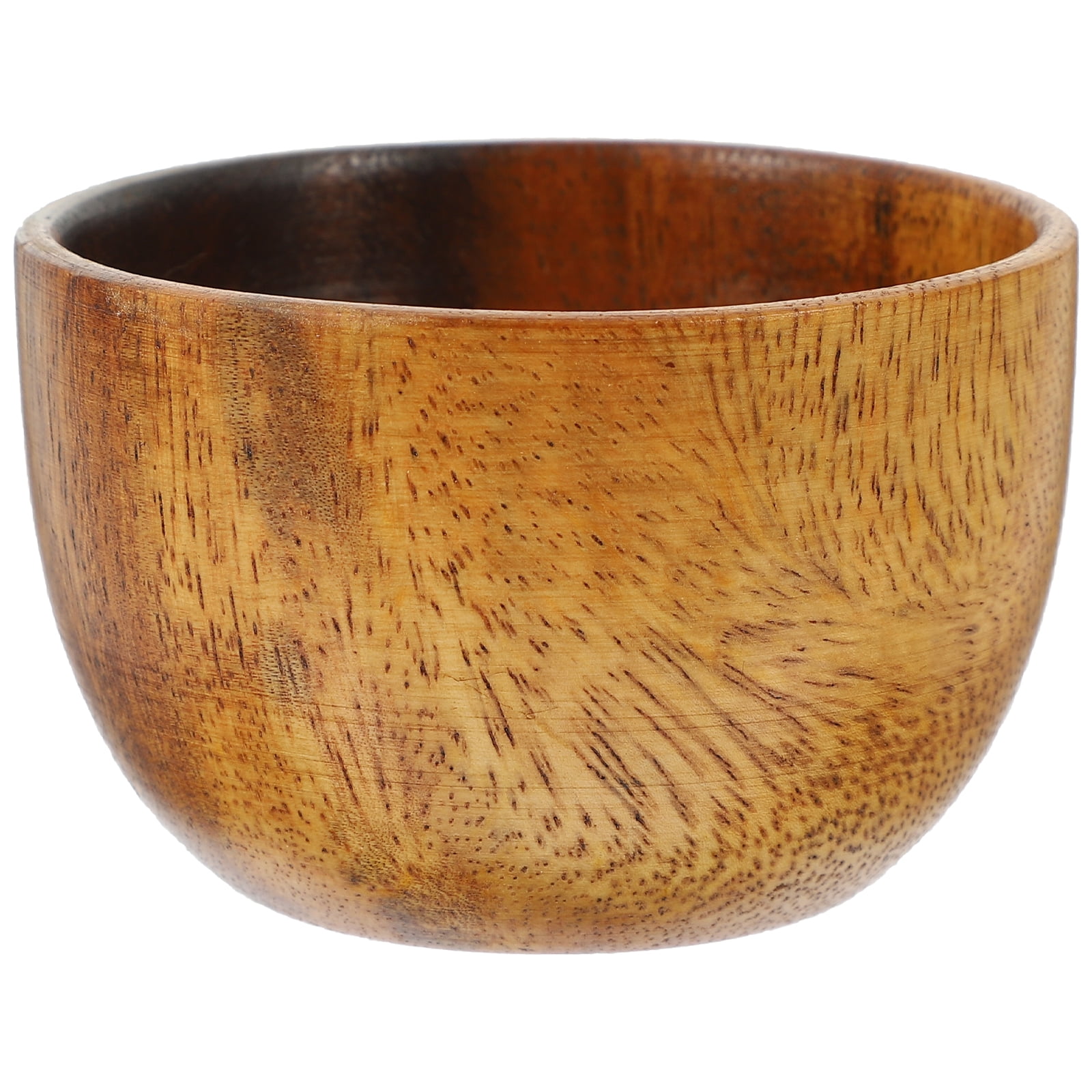 Qiysamall Flat Bottom Food Serving Bowl Smooth Wooden Salad Bowl ...