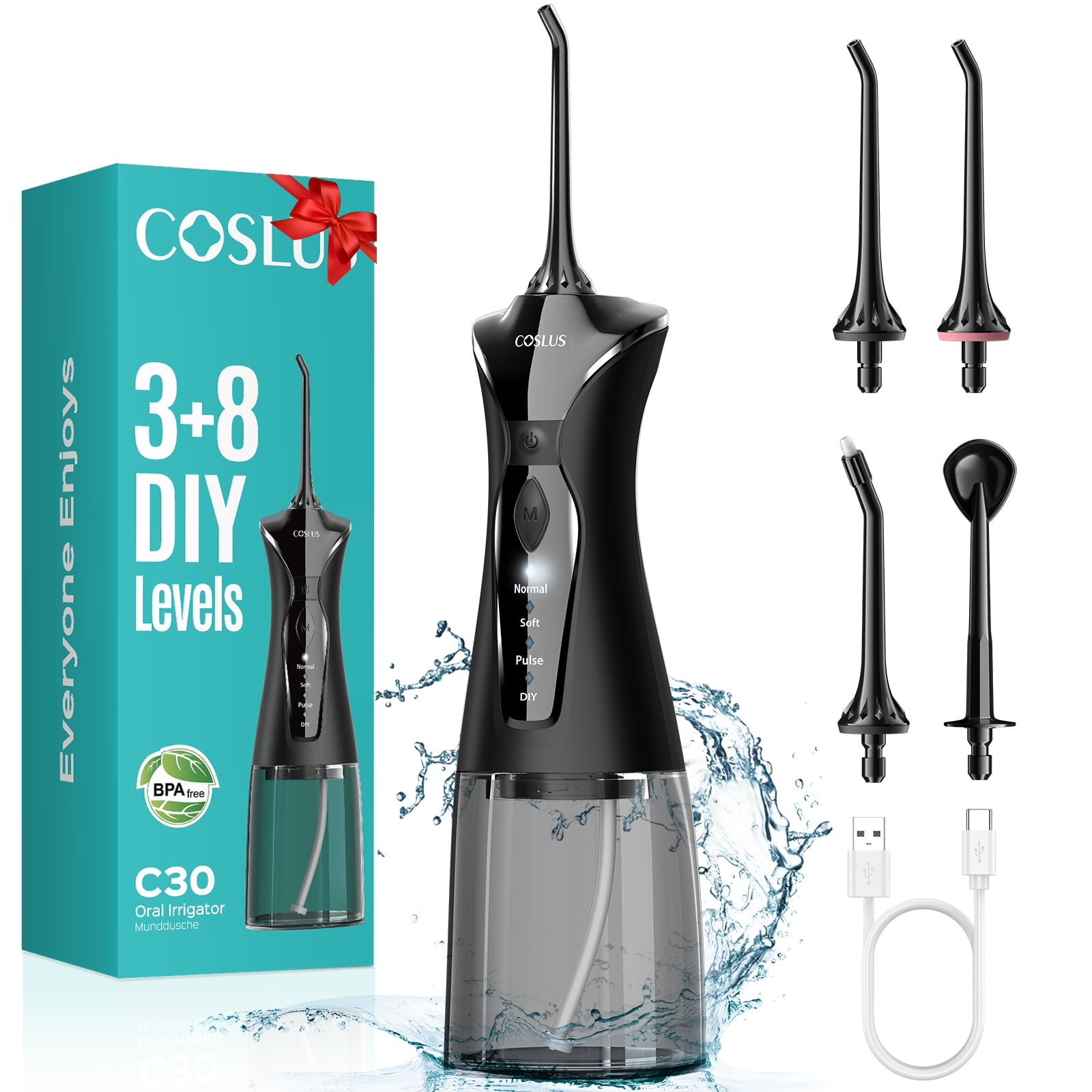Qiysamall Portable Oral Irrigator Rechargeable Water Floss High ...