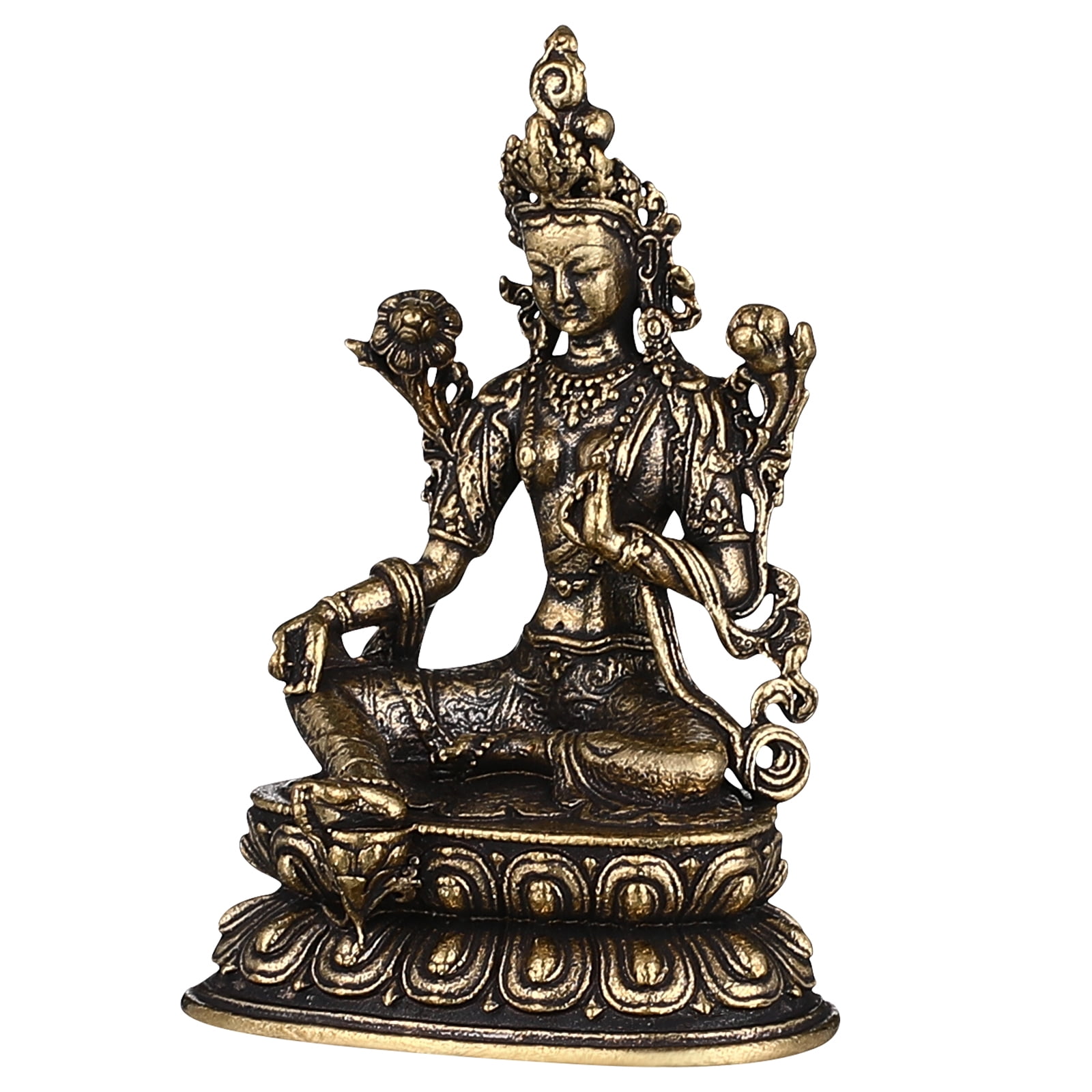 Qiysamall Tara Statue Religious Buddhism Statue Miniature Sculpture Desk Ornament for Home ...