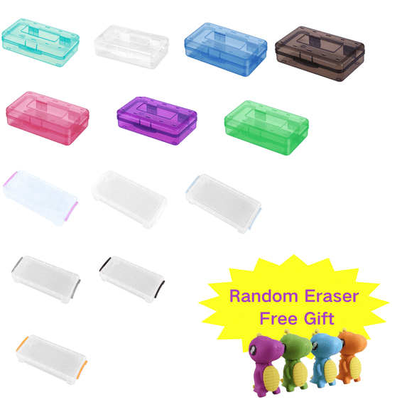 Qjidjing Clear Plastic Pencil Box, Large Capacity with Snap-tight Lid ...