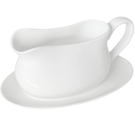 Qlans 17oz Gravy Boat with Saucer Stand, Ceramic Sauce Dish - Walmart.com