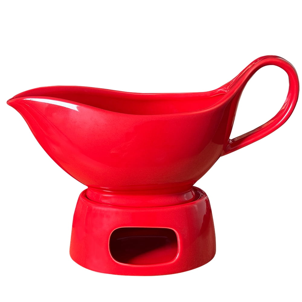Qlans Porcelain gravy sauce boat with candle holder, 20 ounces, Used ...