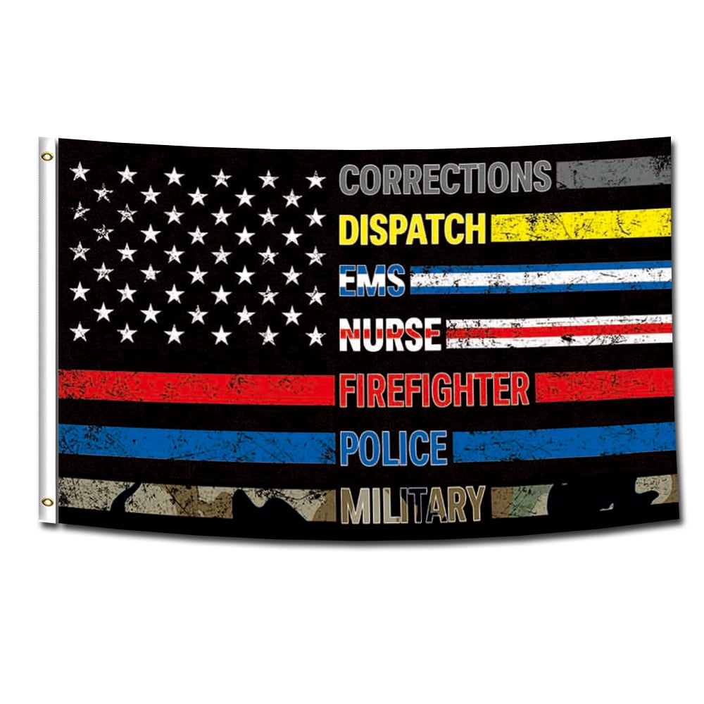 Qlash 3x5 ft Flag No One Fights Alone US American First Responders ...