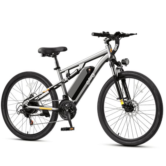 Qlife Racer 27.5 Inch Electric Bicycle for Adults, Full Suspension 21-Speed Mountain Ebike with ...