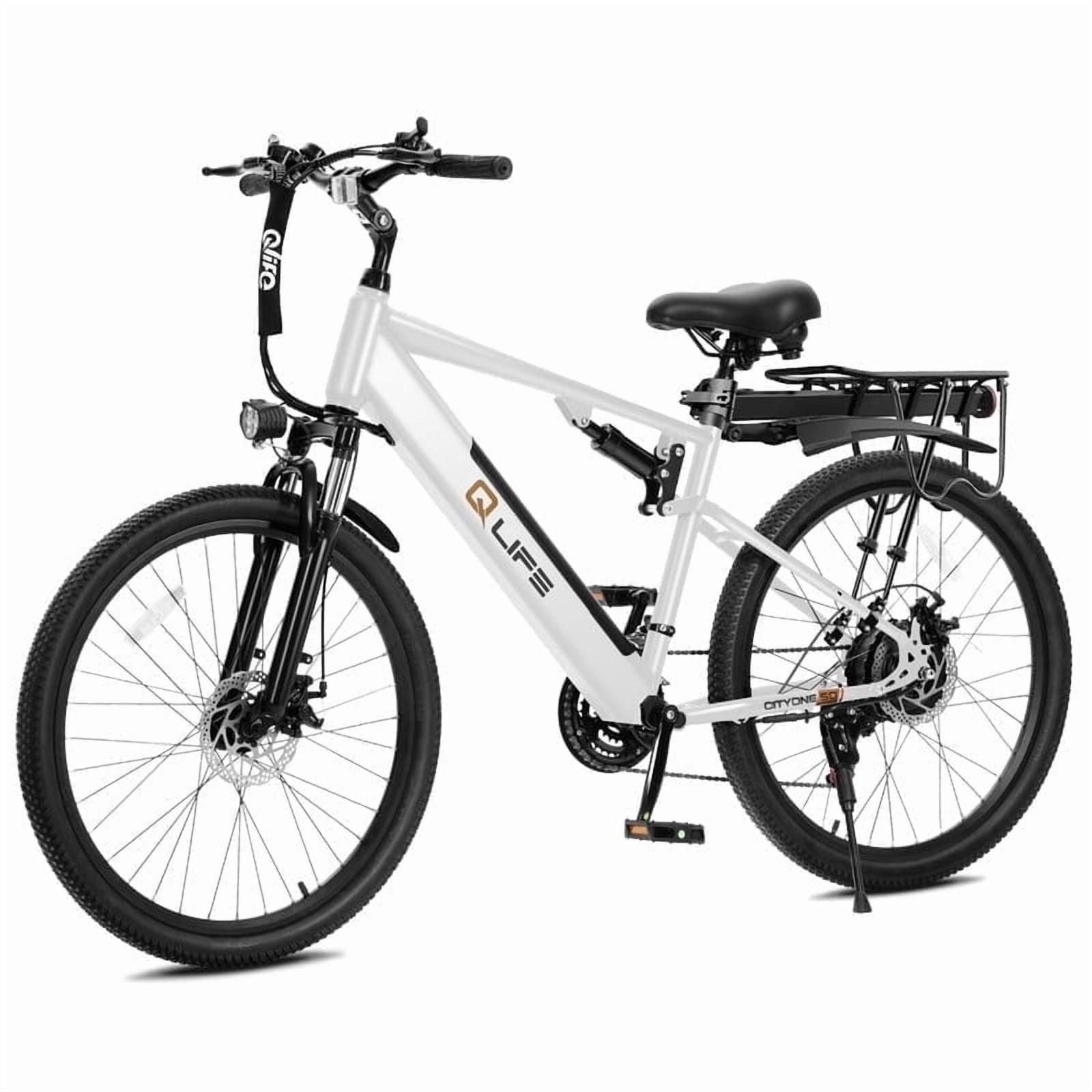 Qlife Cityone SO Electric Bike for Adults 26" Ebike,Full Suspension ...