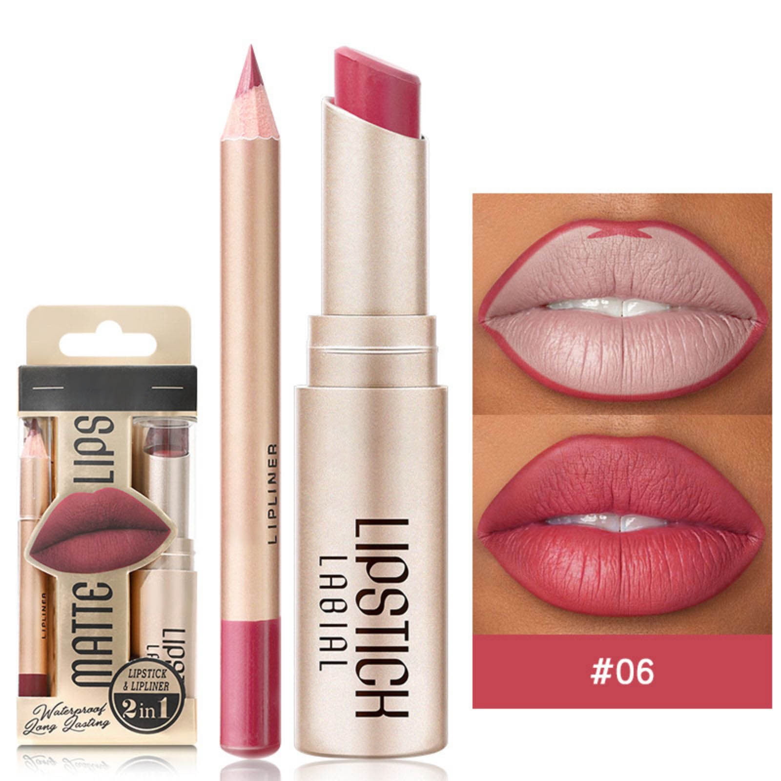 Qliuoazw Matte Lipstick Lipliner Non Stick Cup Stand Wear And Tear Nude ...