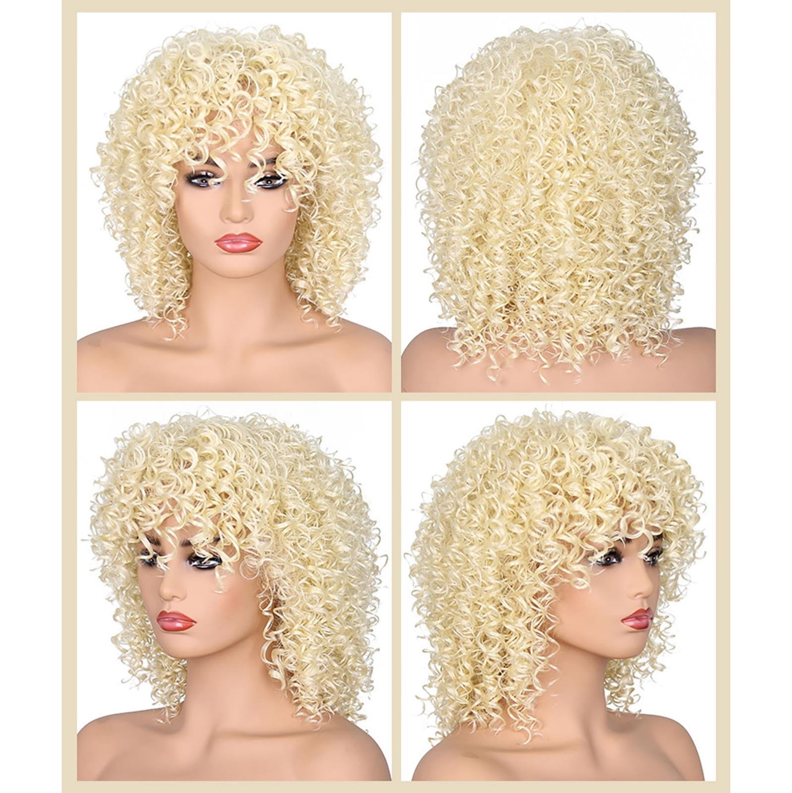 Qliuoazw Small Curly Short Hair Cover High Temperature Silk Wig Cover ...
