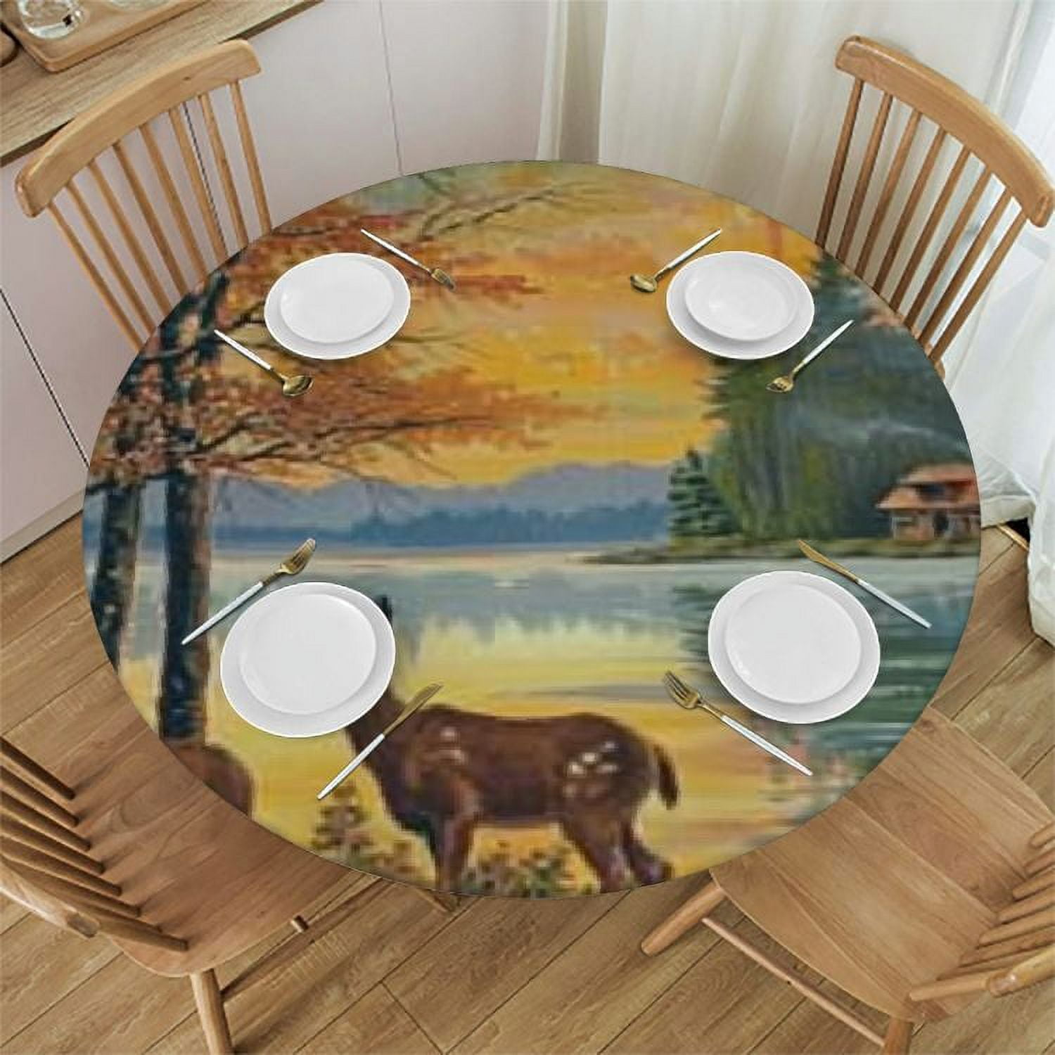 Qlo0ole Animal , Round Fade Resistant Anti-Shrink Soft Polyester Table ...