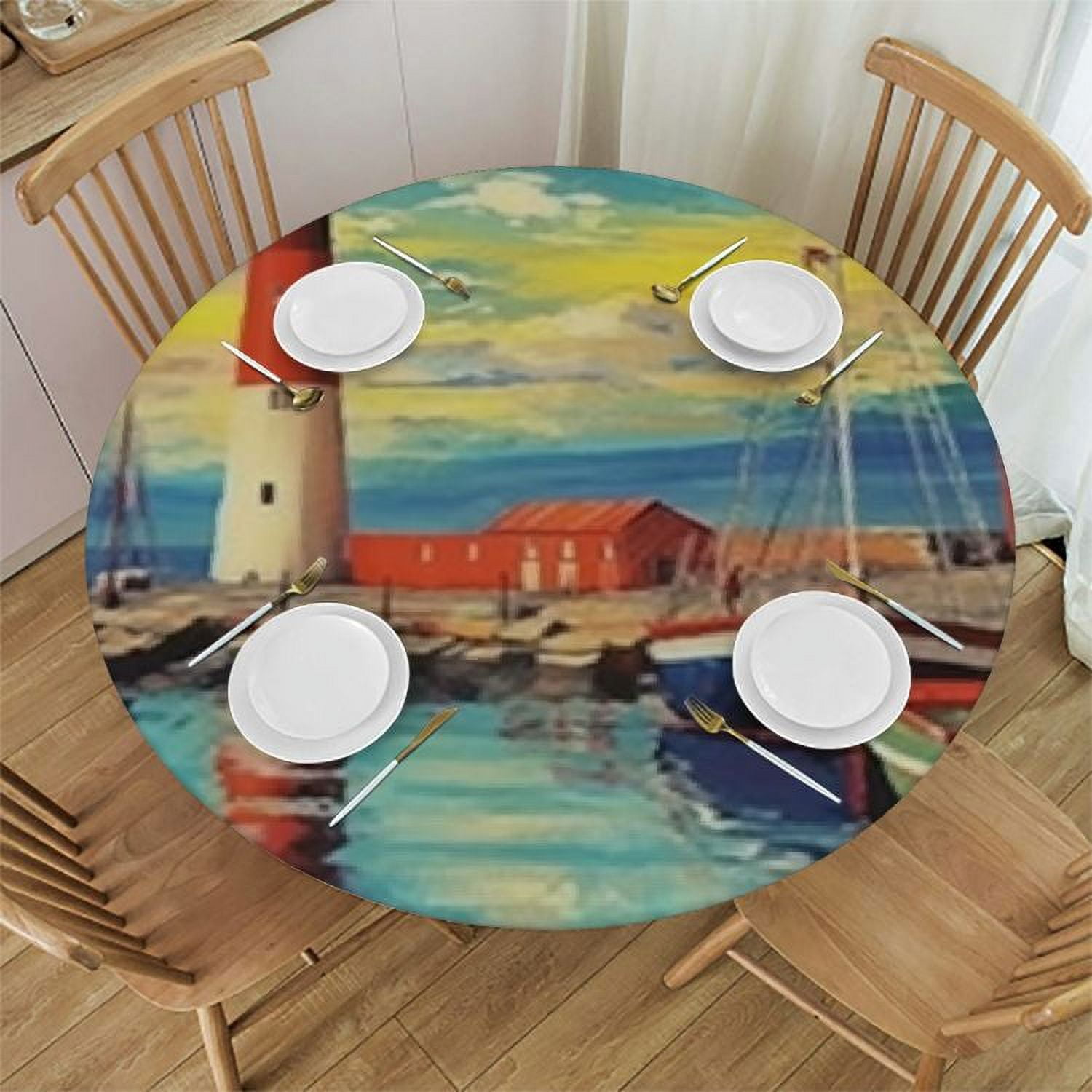 Qlo0ole Decorative Plate, Art Ceramic Plate, Oil Painting Lighthouse ...