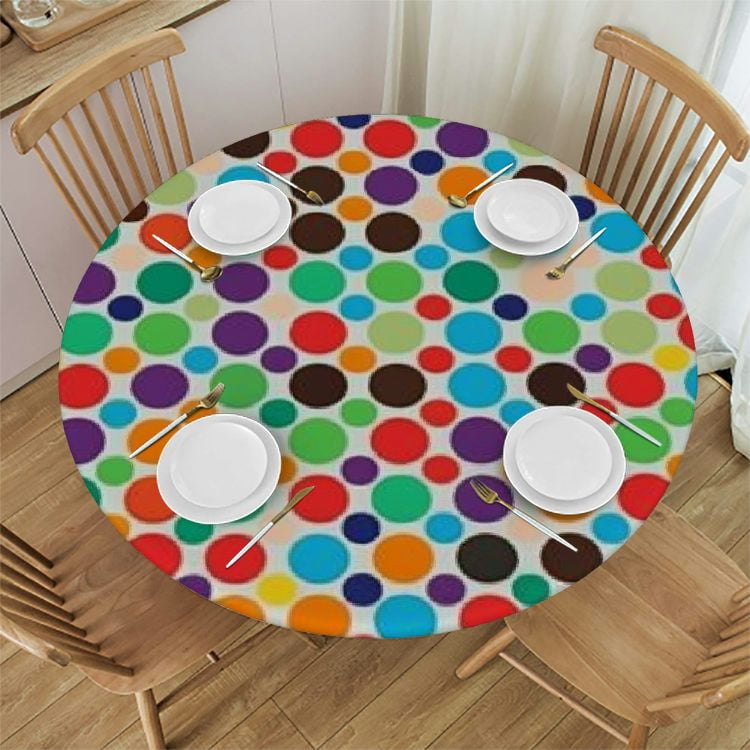 Qlo0ole Fitted Tablecloth for Round Table Colorful Little Paws Cartoon ...